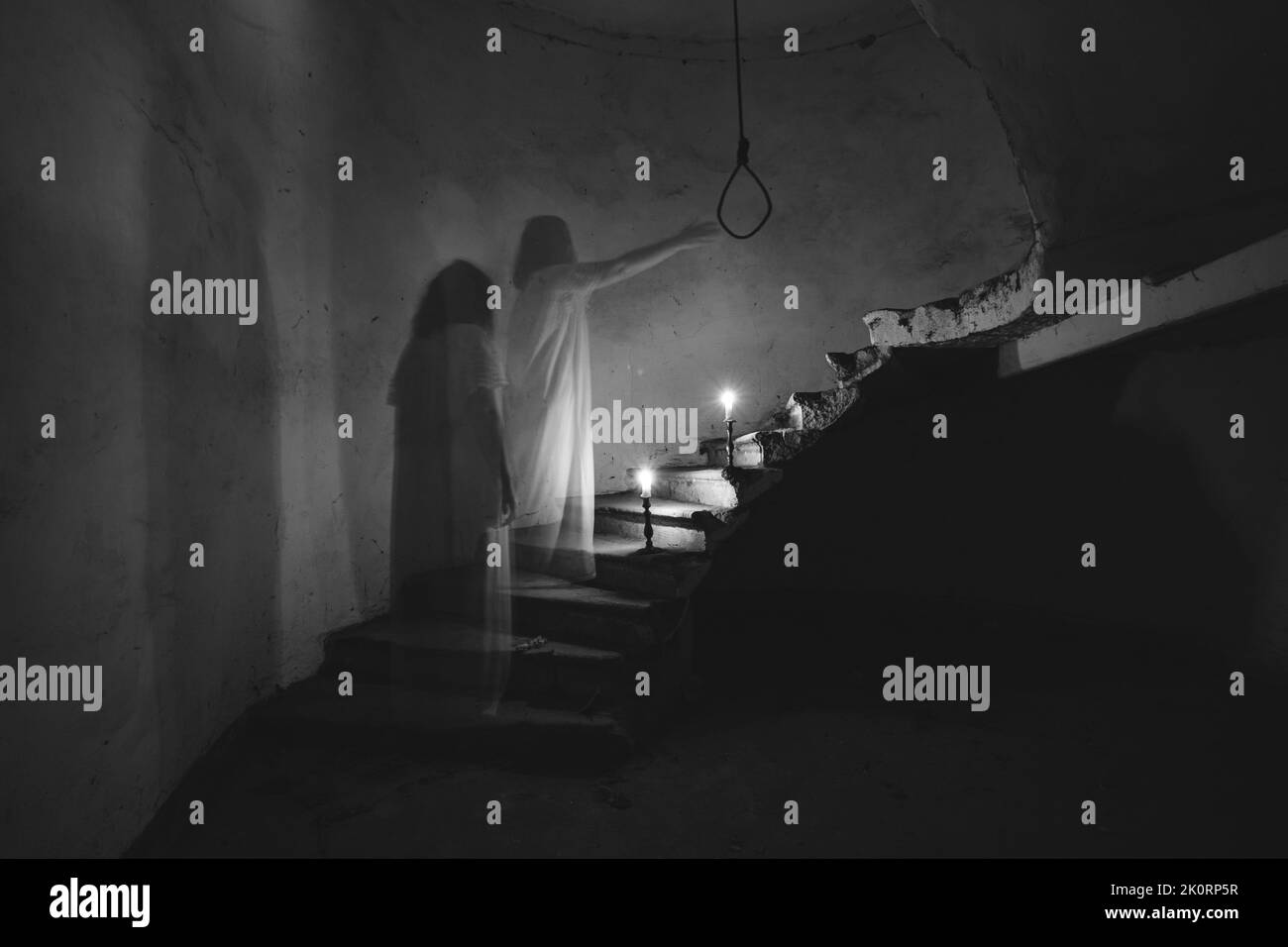 Ghost in abandoned, haunted house. Horror scene of scary spirit of a ...