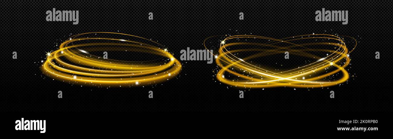 Gold glow spinning circles, speed, motion effect, thunder energy or ...