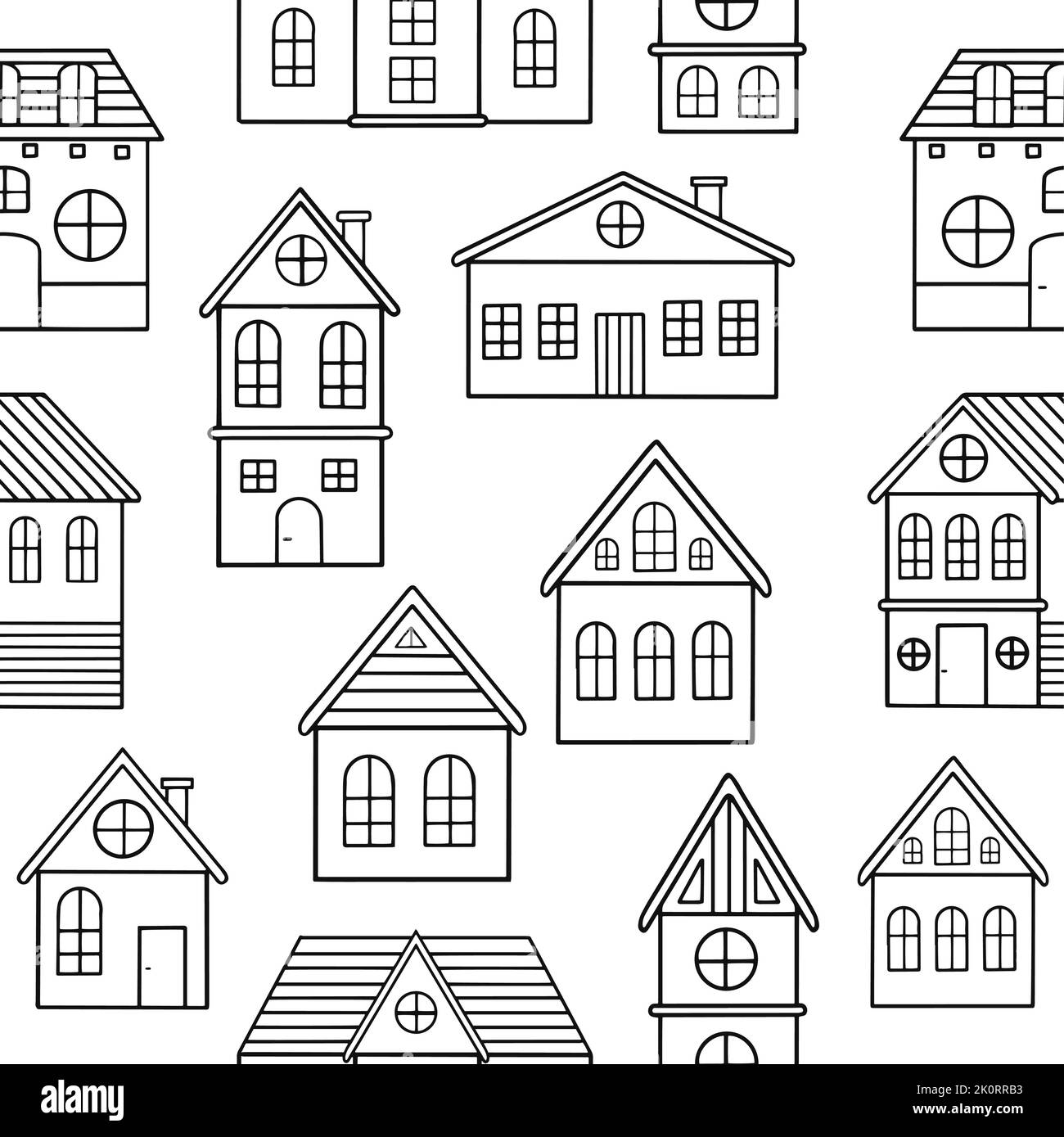 Seamless pattern of doodle houses. Great for fabric, textile vector ...