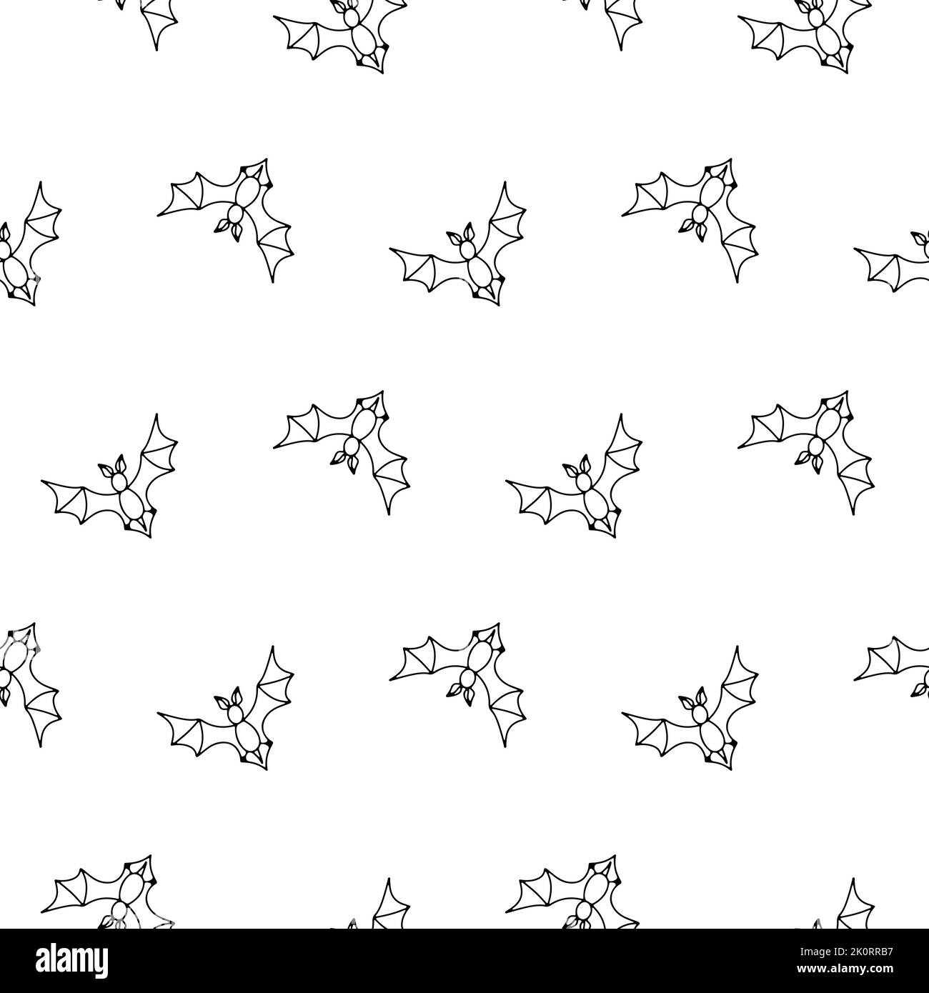 Halloween seamless pattern with flying bat silhouettes on white ...