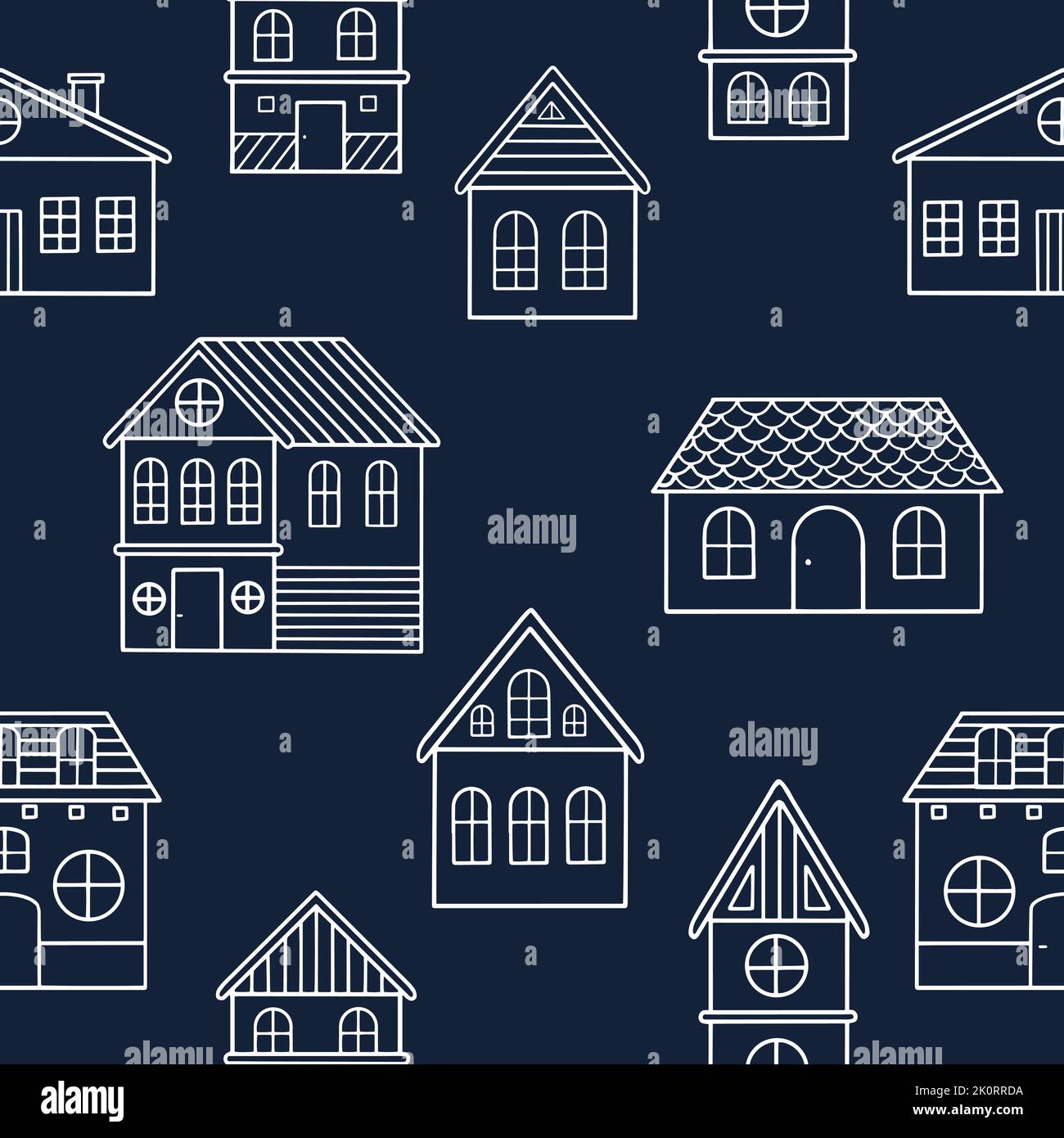Seamless pattern of doodle houses. Great for fabric, textile vector ...
