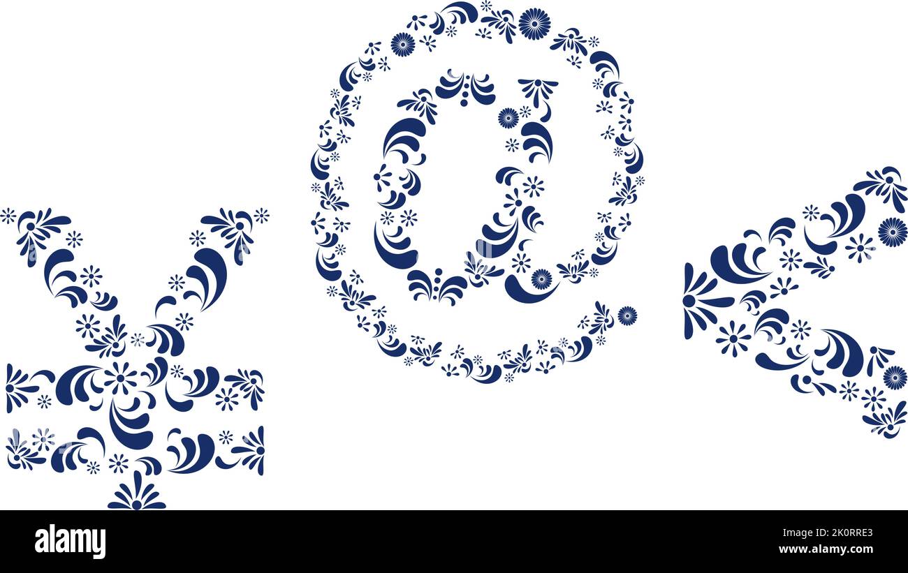mexican talavera symbols and numbers floriture pattern illustration set ...