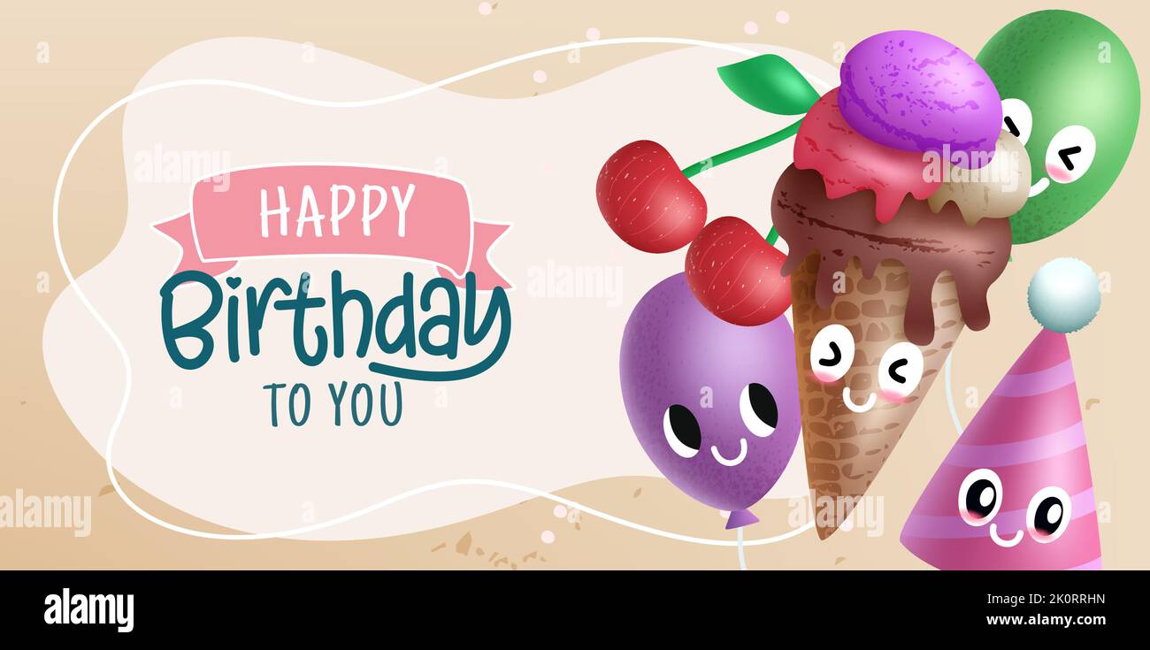 Birthday celebration characters vector design. Happy birthday greeting ...