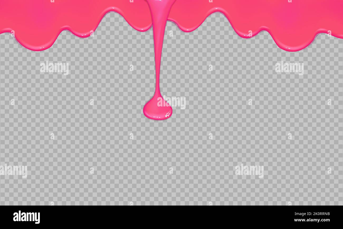 Dripping glossy pink slime.Flowing realistic pink sweet melting icing ...
