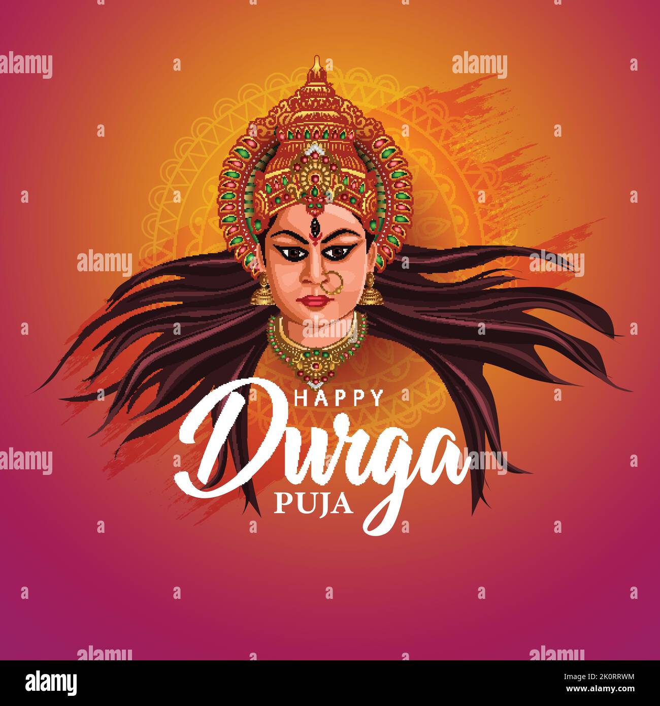 indian God durga Face in Happy Durga Puja Subh Navratri background ...