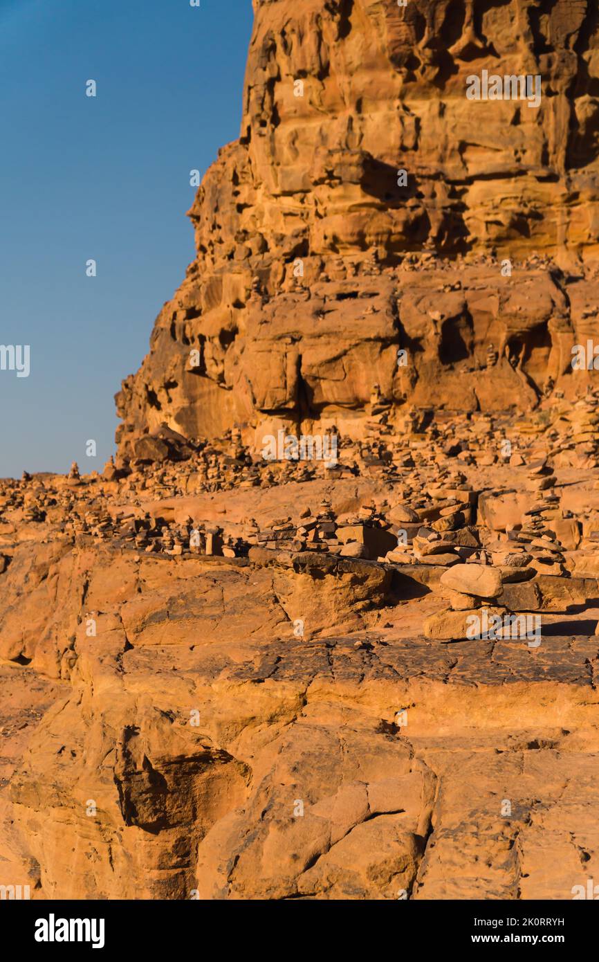 wadi rum desert, Jordan. rocks and holes in a big mountain. High ...
