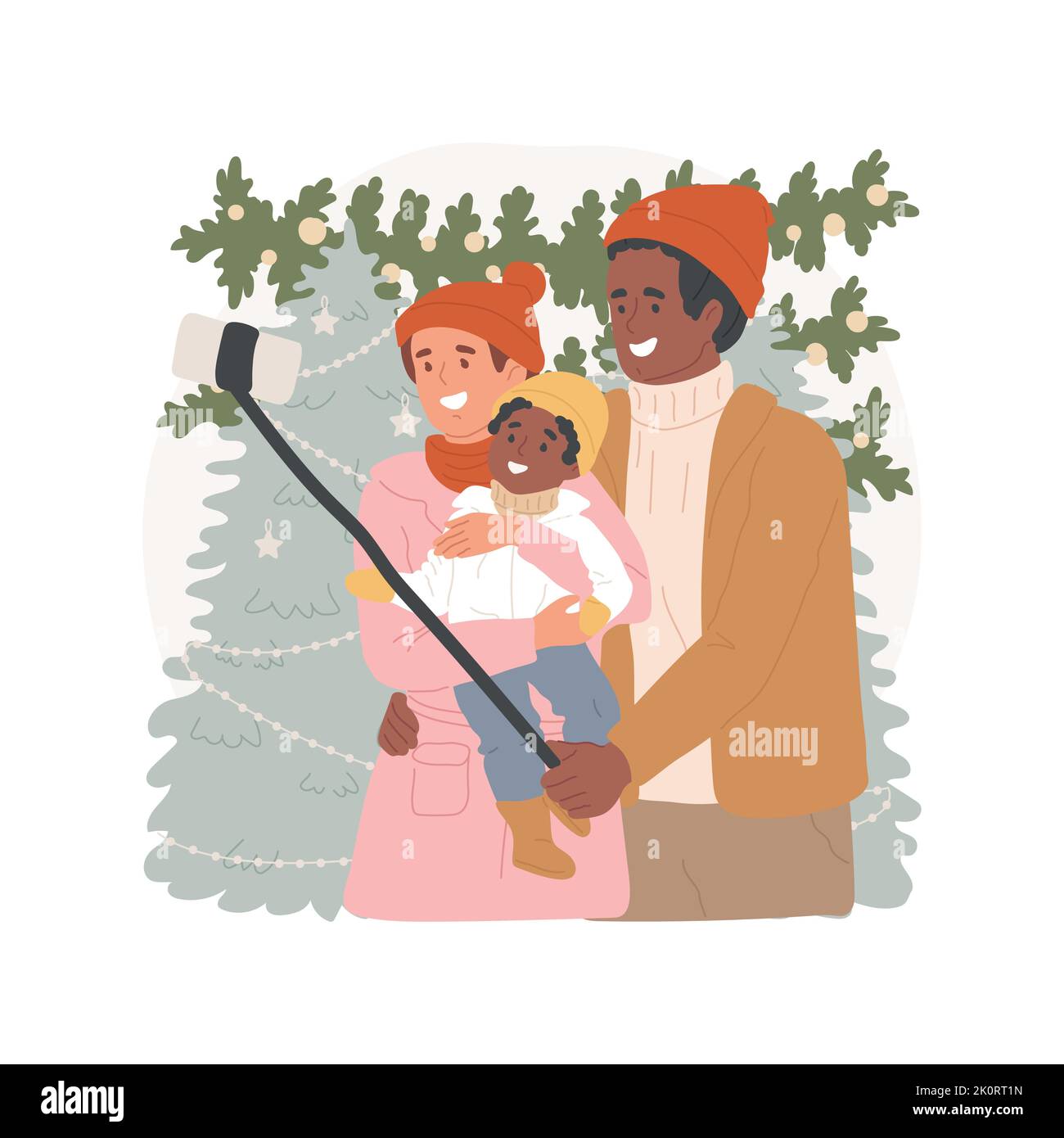 Street decoration isolated cartoon vector illustration. Family taking ...