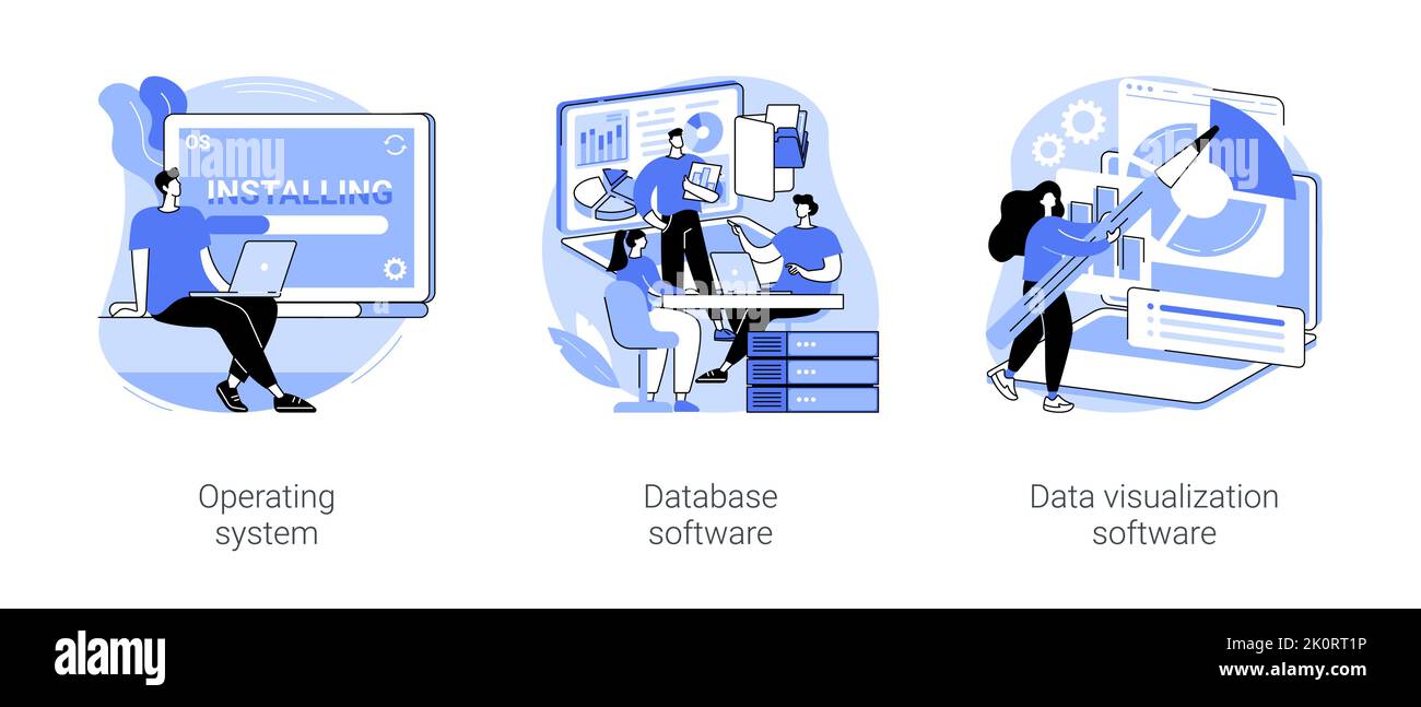 Software products isolated cartoon vector illustrations se Stock Vector ...