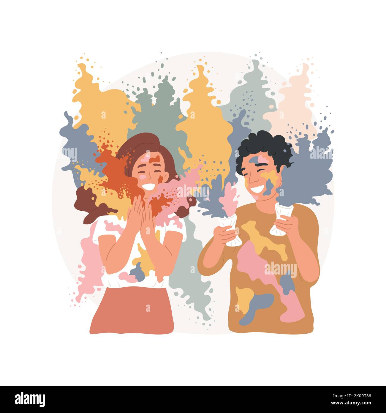 Throwing colorful powder isolated cartoon vector illustration. Young ...
