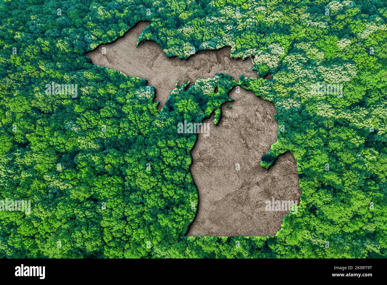 Sustainable habitat Map of Michigan, Environment concept Stock Photo ...