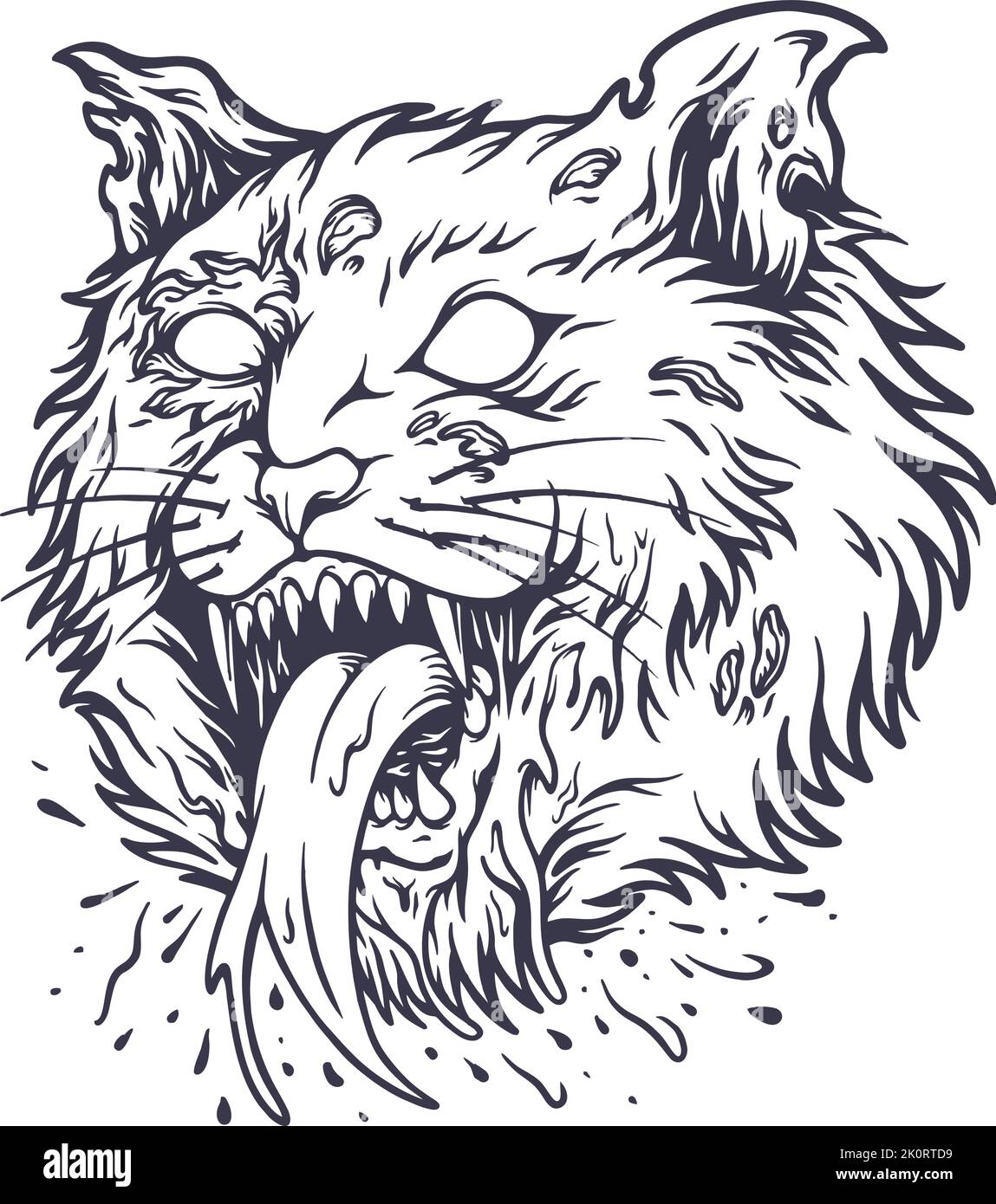 Scary cat monster silhouette illustration vector illustrations for your ...