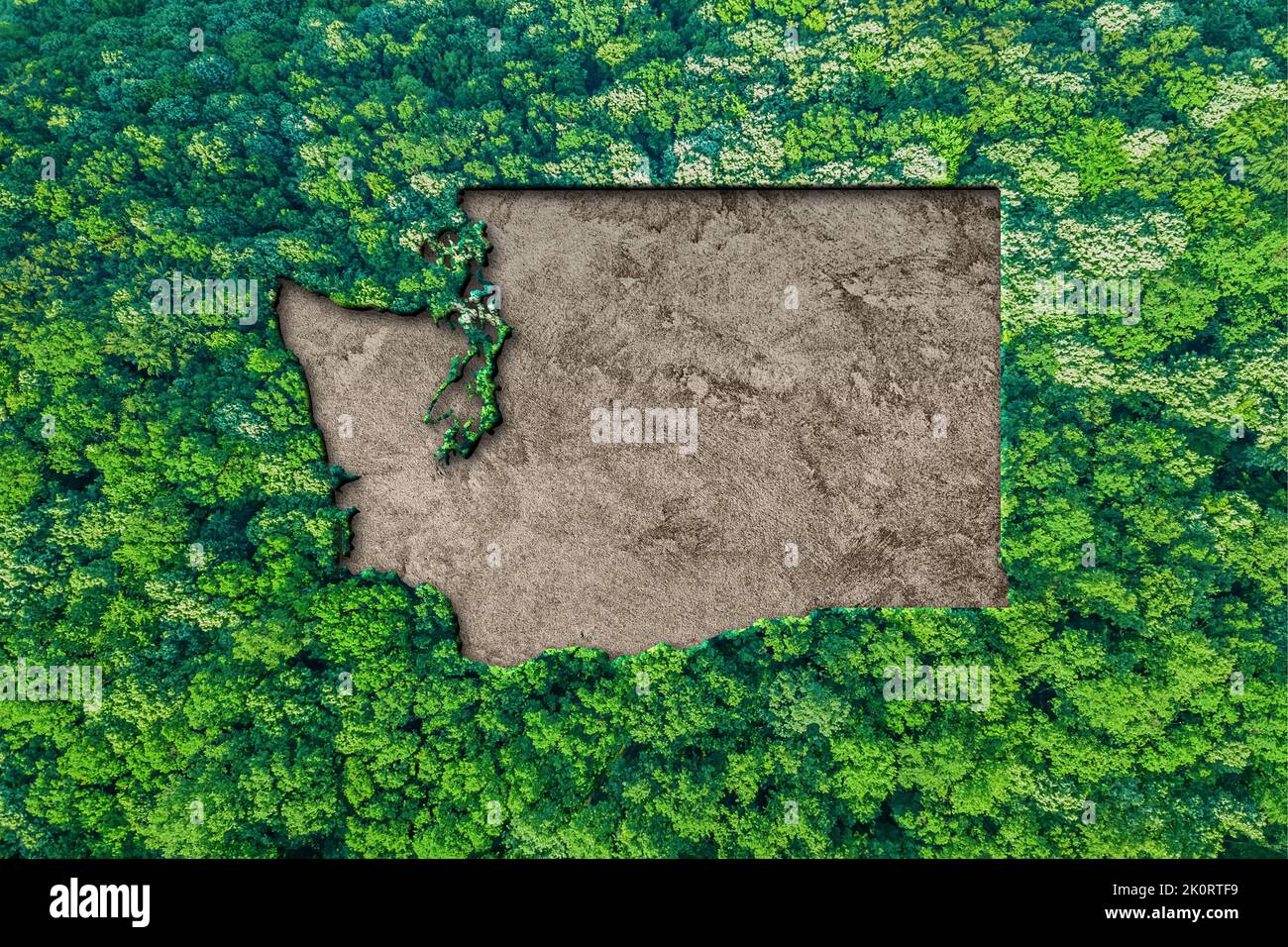 Sustainable habitat Map of Washington, Environment concept Stock Photo ...