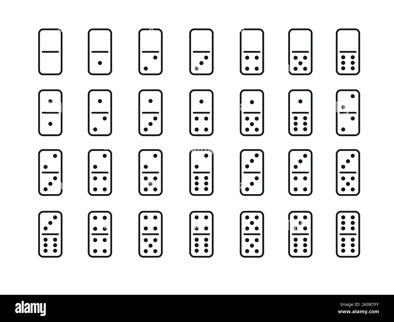 Domino Game. Set of domino bones. White pieces with black dots isolated on background. Vector ...
