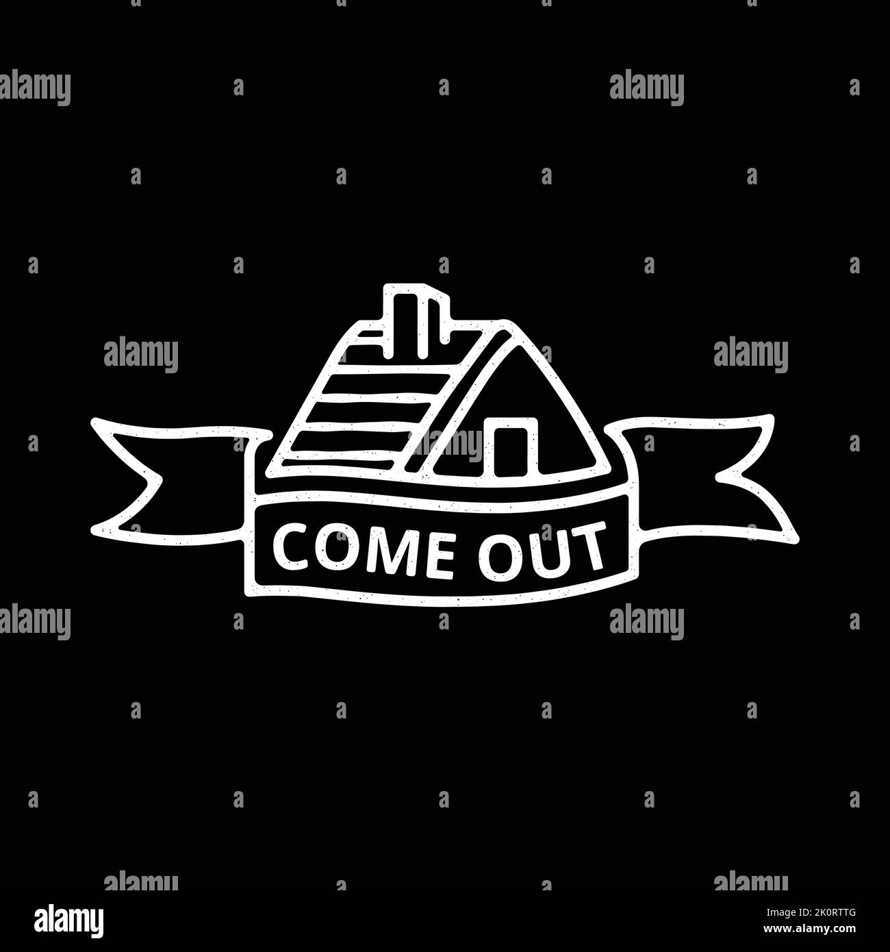 A vector design of the message Come Outon a black background Stock ...