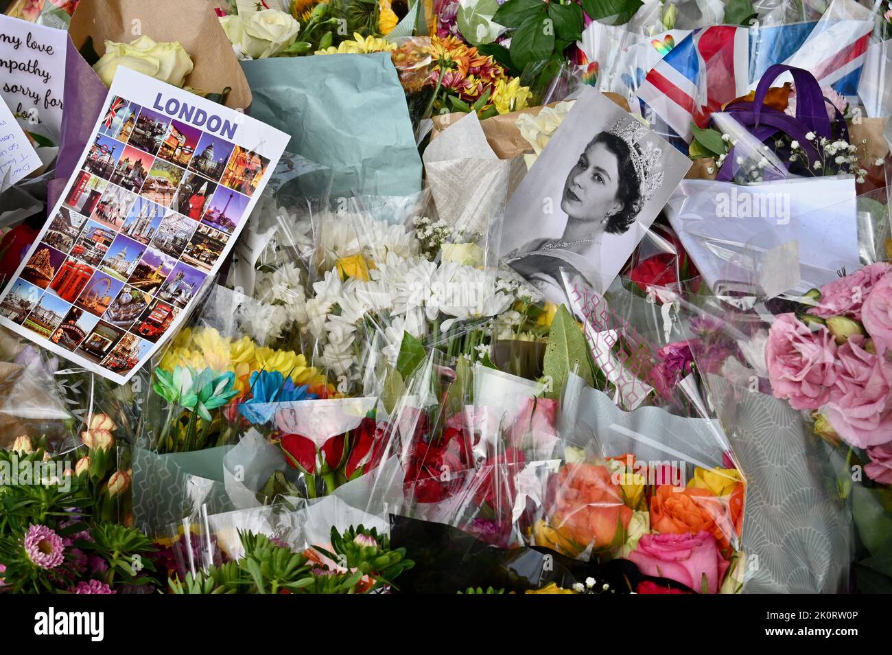 Floral tributes to Queen Elizabeth II were left in St James's Park ...