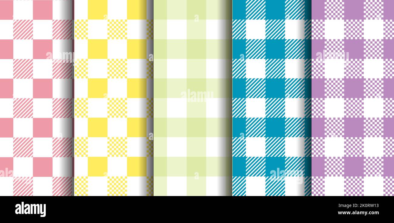 Vichy Seamless set. Pastel gingham pattern. Background for Easter ...