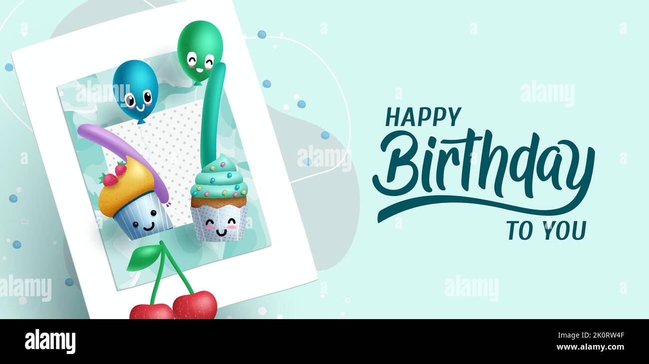 Birthday greeting vector background design. Happy birthday text with ...