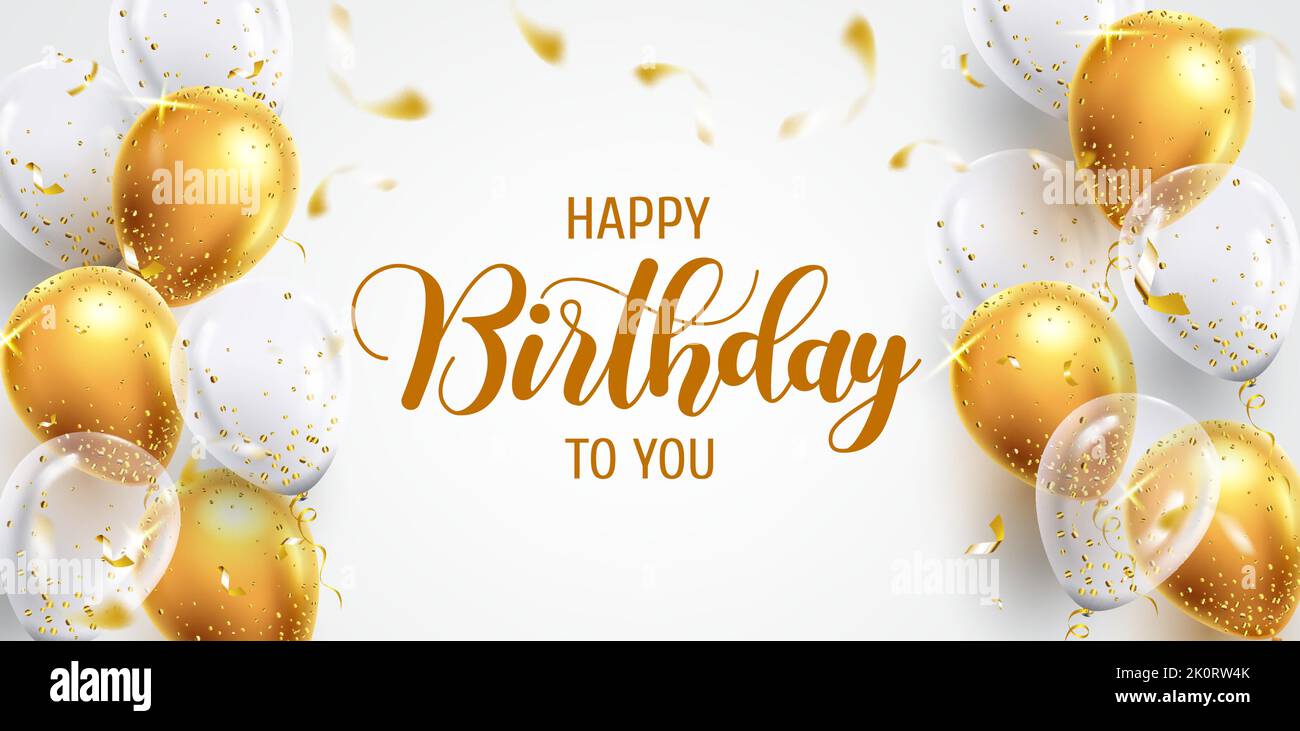 Birthday vector background design. Happy birthday to you text with ...