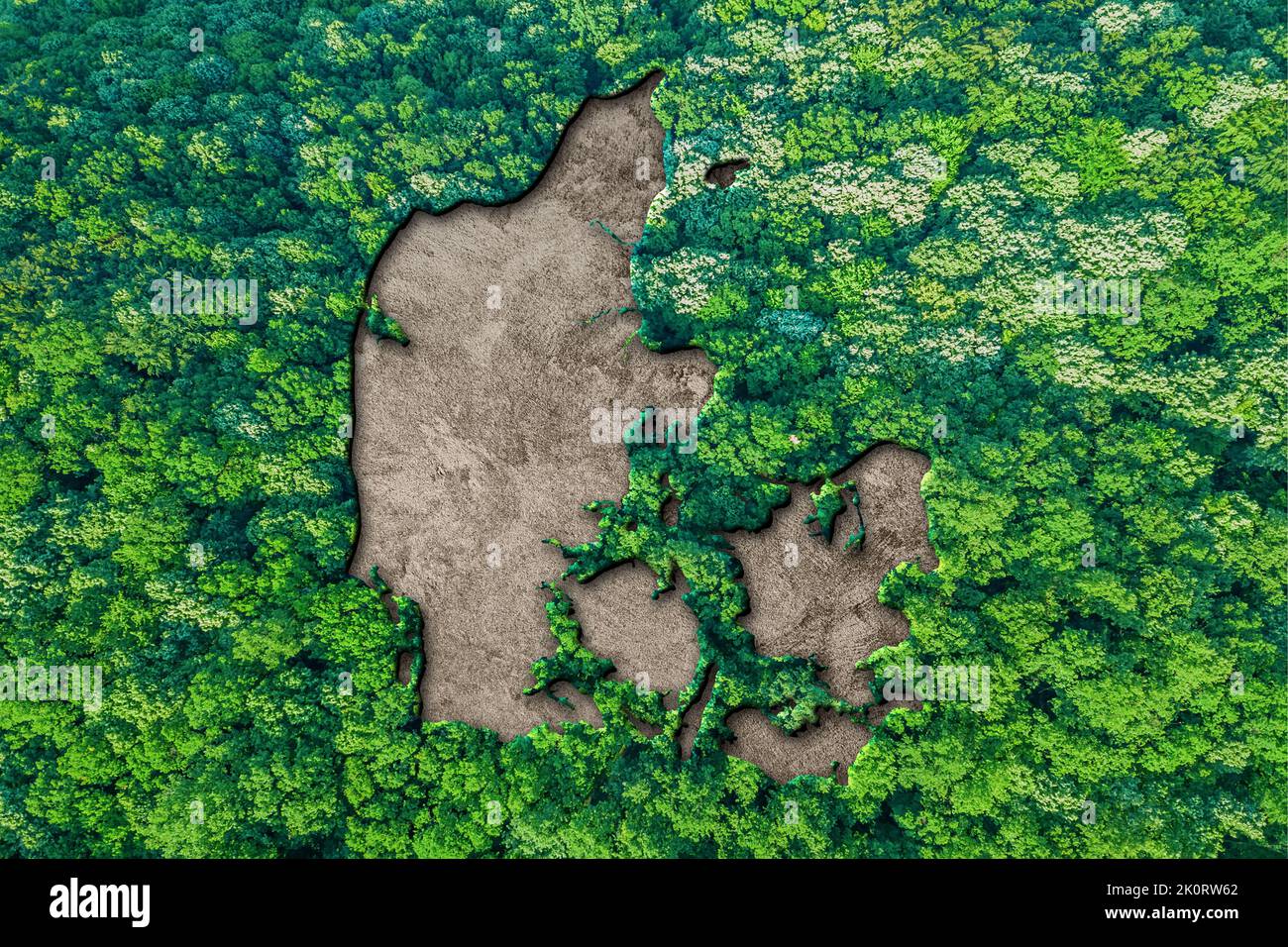 Sustainable habitat Map of Denmark, Environment concept Stock Photo - Alamy