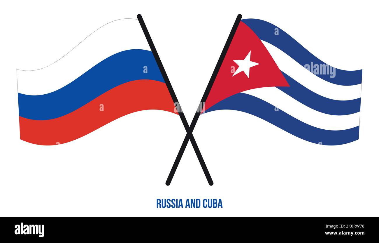Russia and Cuba Flags Crossed And Waving Flat Style. Official ...