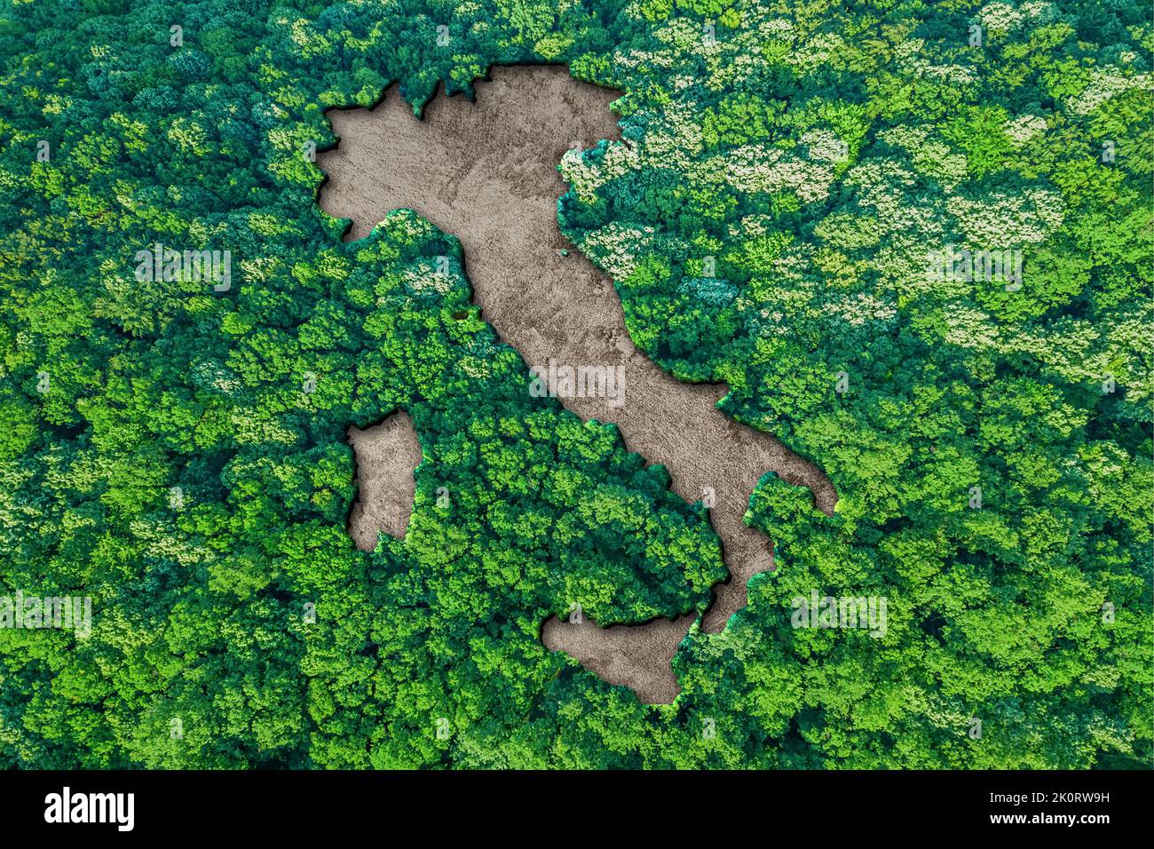 Sustainable habitat Map of Italy, Environment concept Stock Photo - Alamy