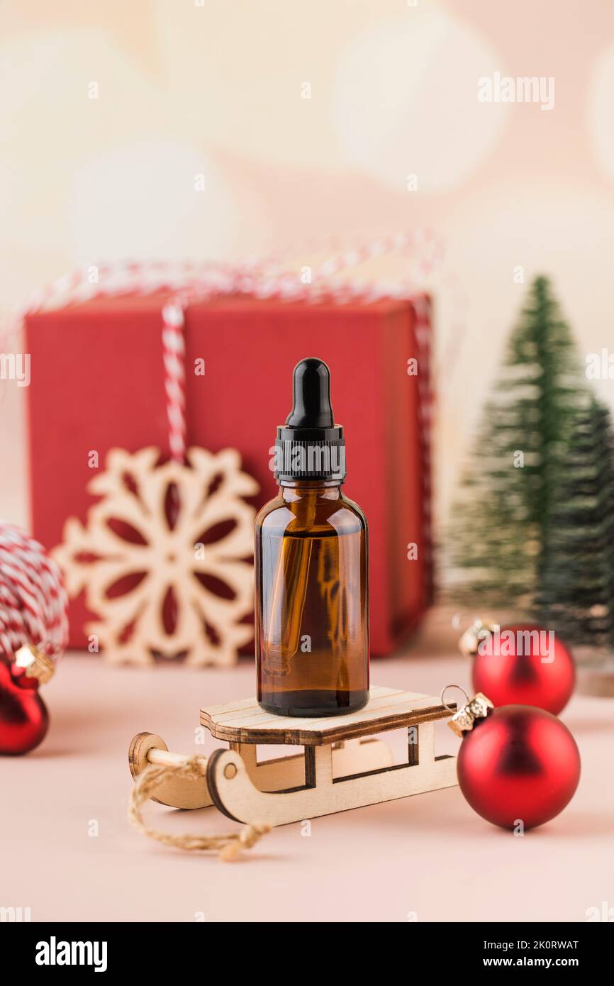 Anti-aging cosmetic product, moisturizing facial serum in a brown ...