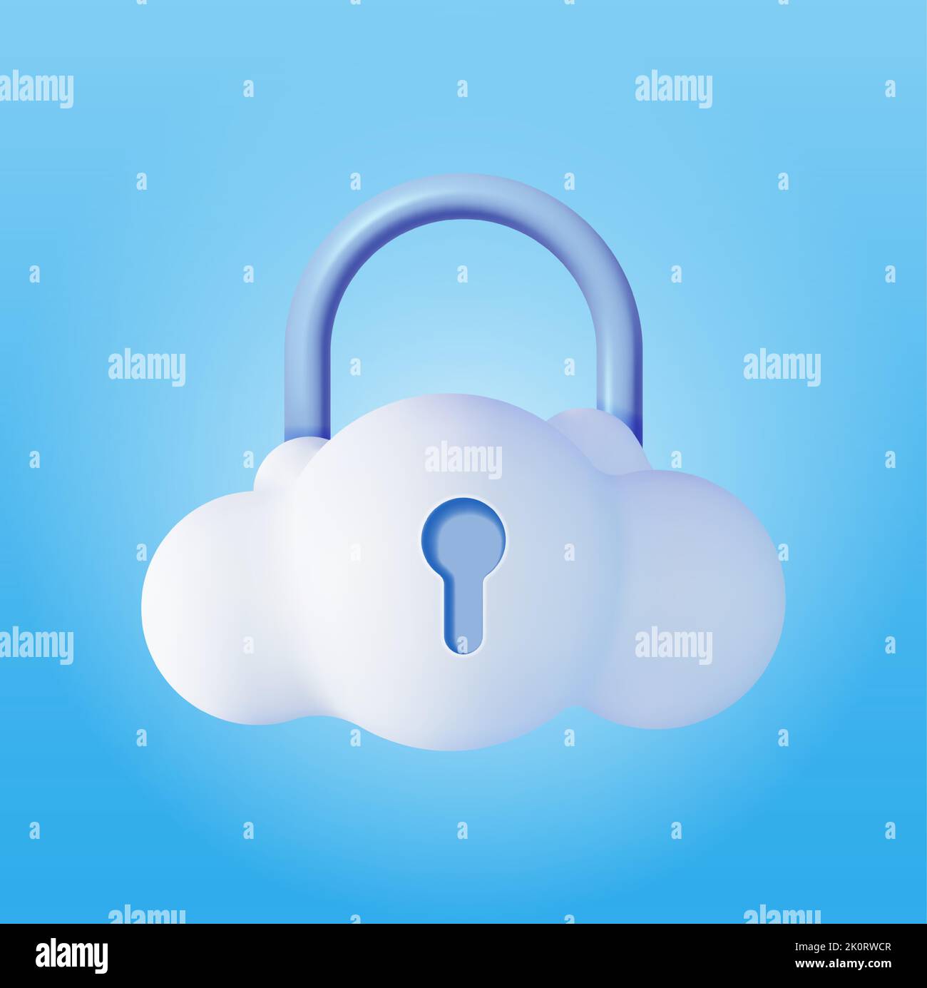 3d White Cloud with Locked Padlock. Render Cloud with Pad Lock Icon. Concept of Cloud Data ...