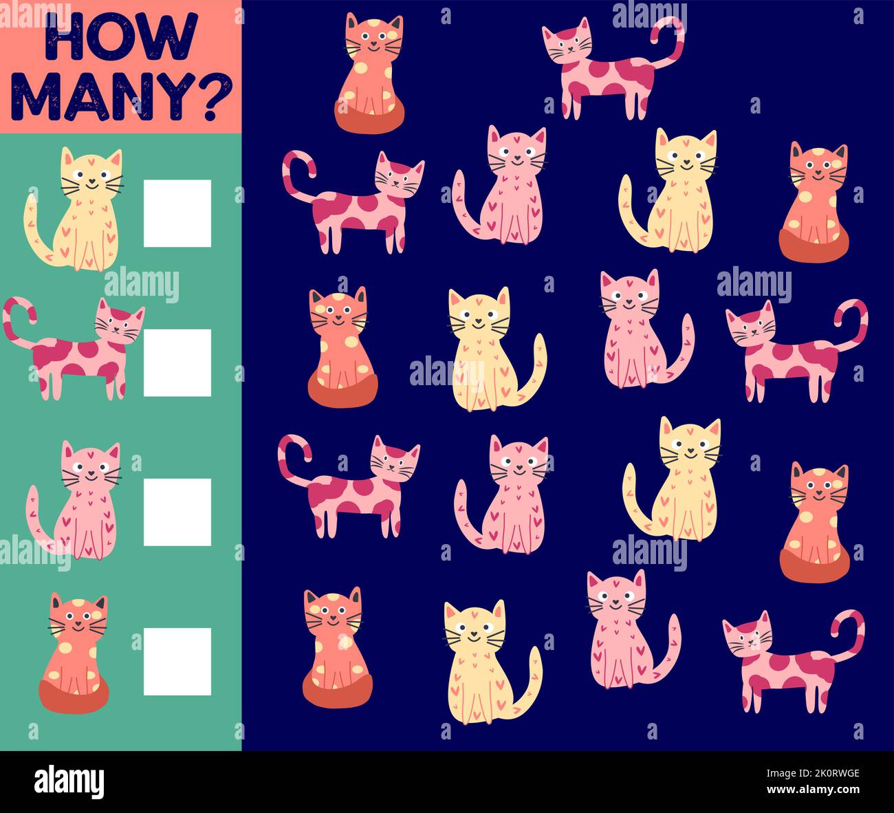 How many Cat, game for children. How many are they game. Count the Cats ...