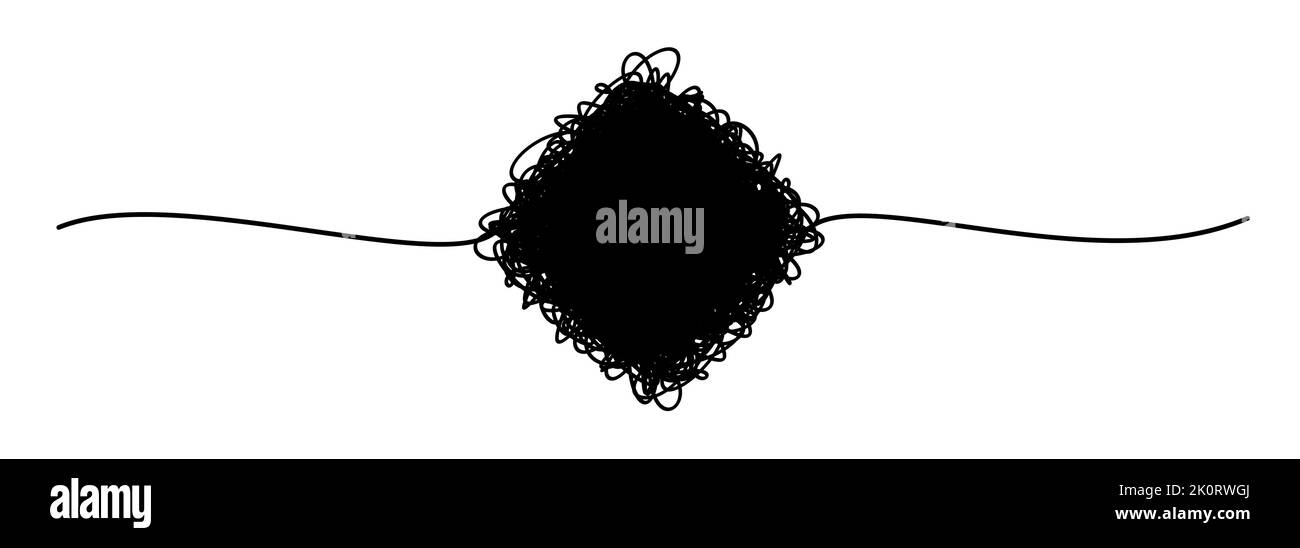 Tangled banner with scribbled square hand drawn with thin line, divider ...