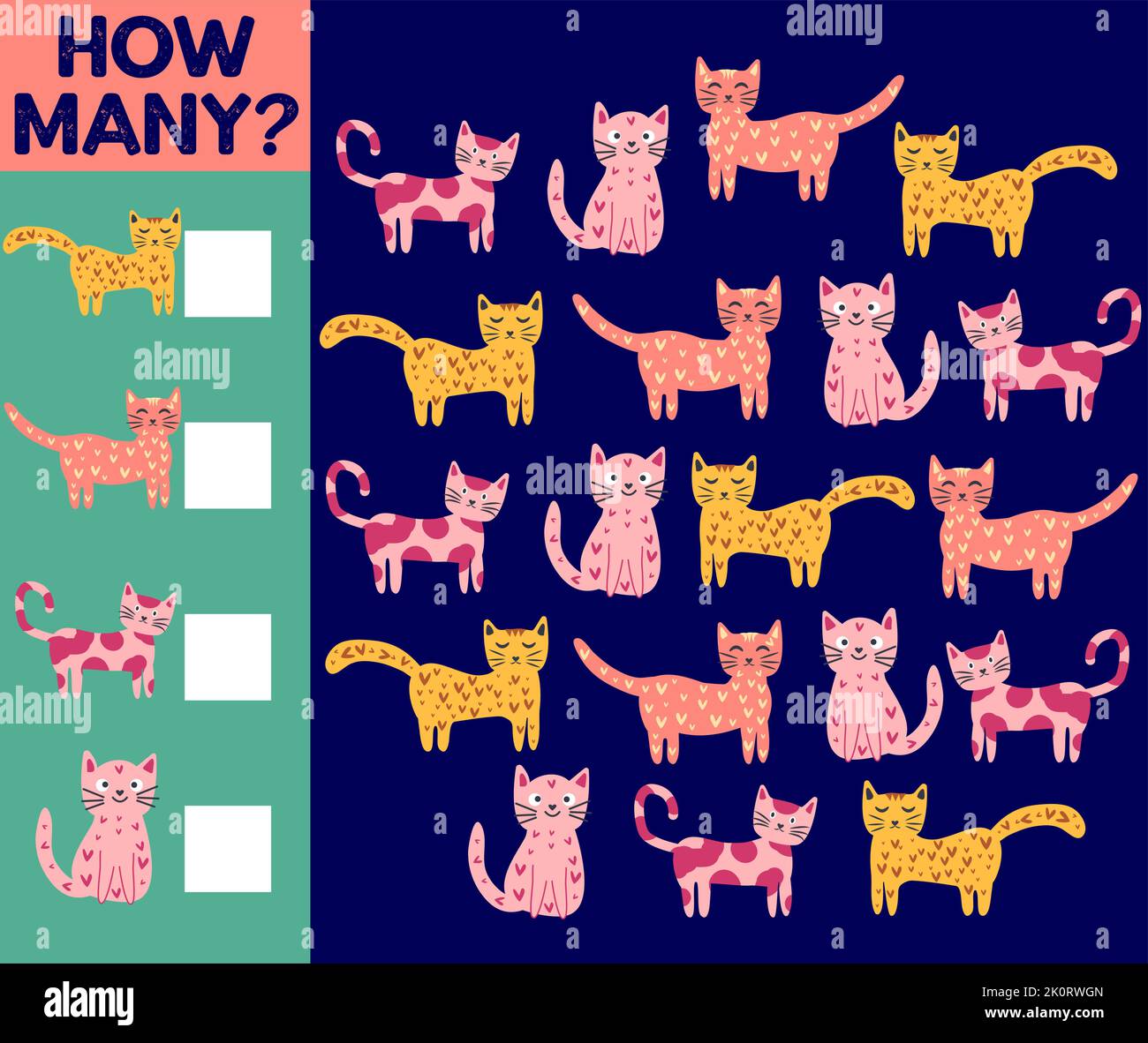 How many Cat, game for children. How many are they game. Count the Cats ...