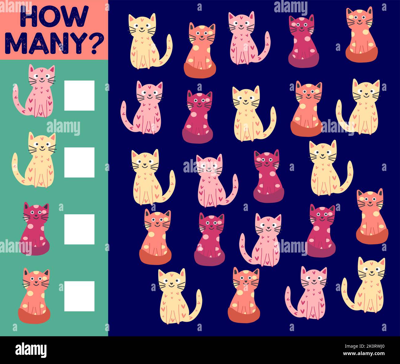 How many Cat, game for children. How many are they game. Count the Cats ...
