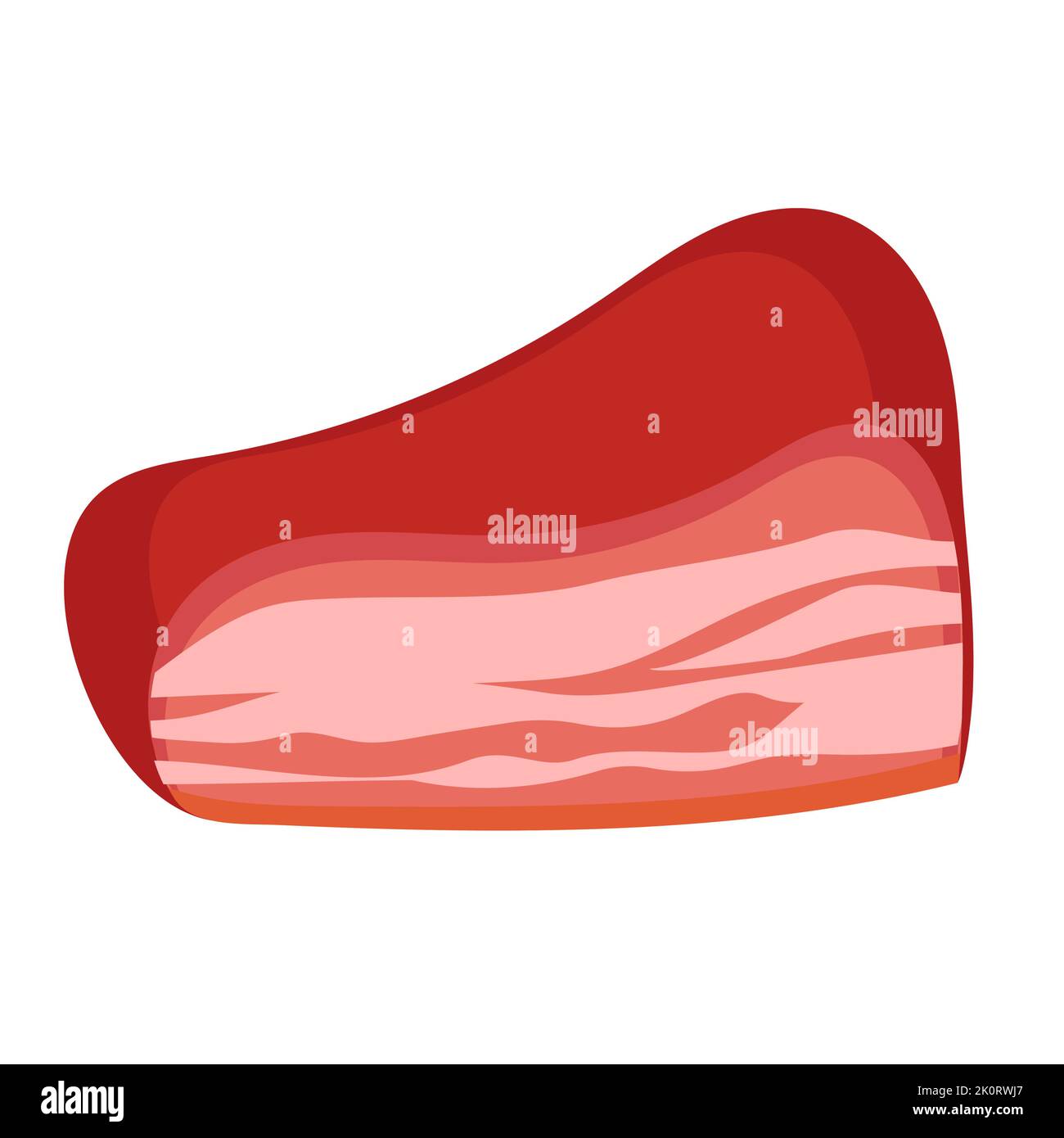 Deli meat ham and salami food icon. Isolated cartoon barbecue steak ...