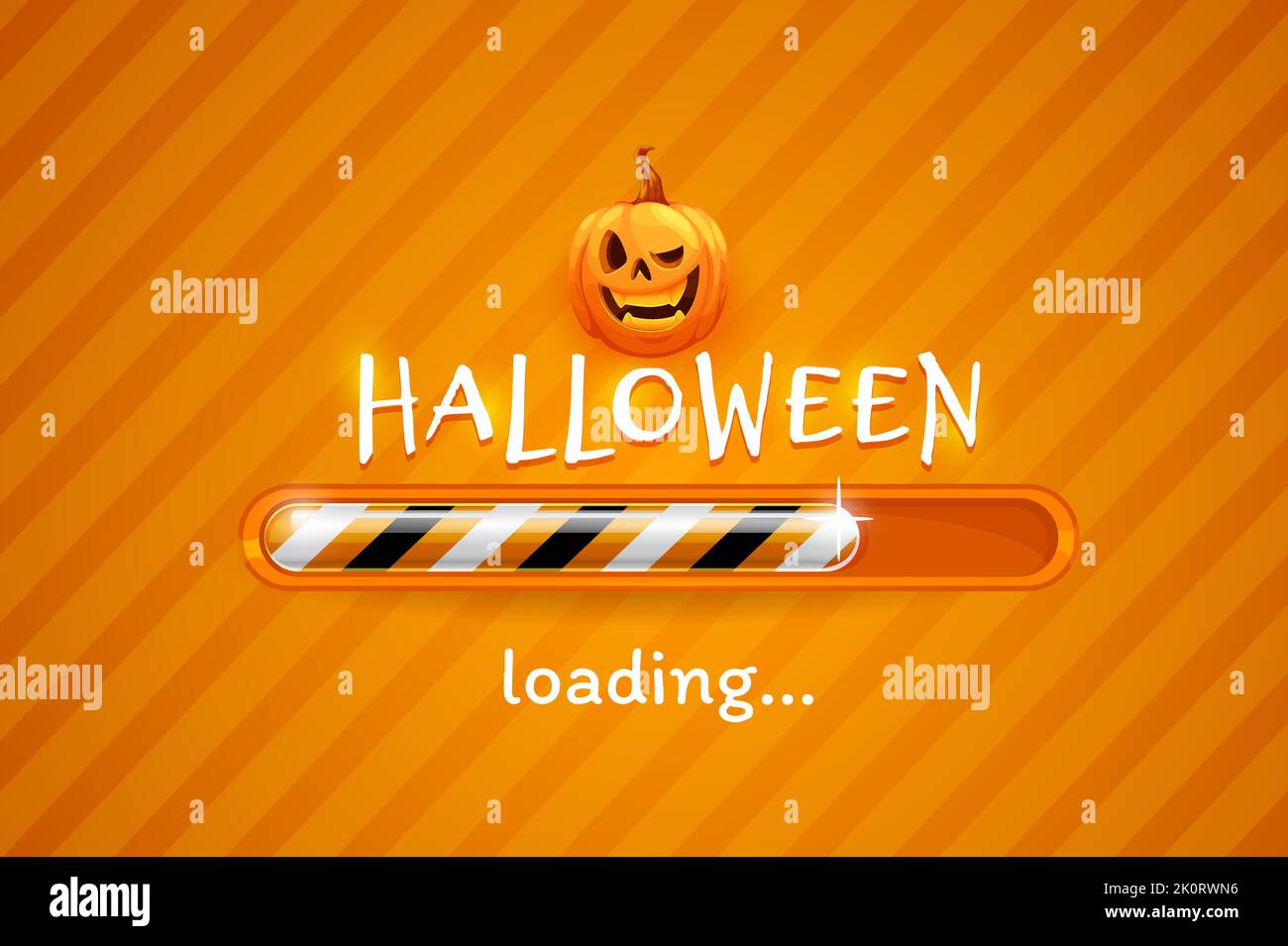 Halloween loading bar with pumpkin lantern, holiday party countdown ...