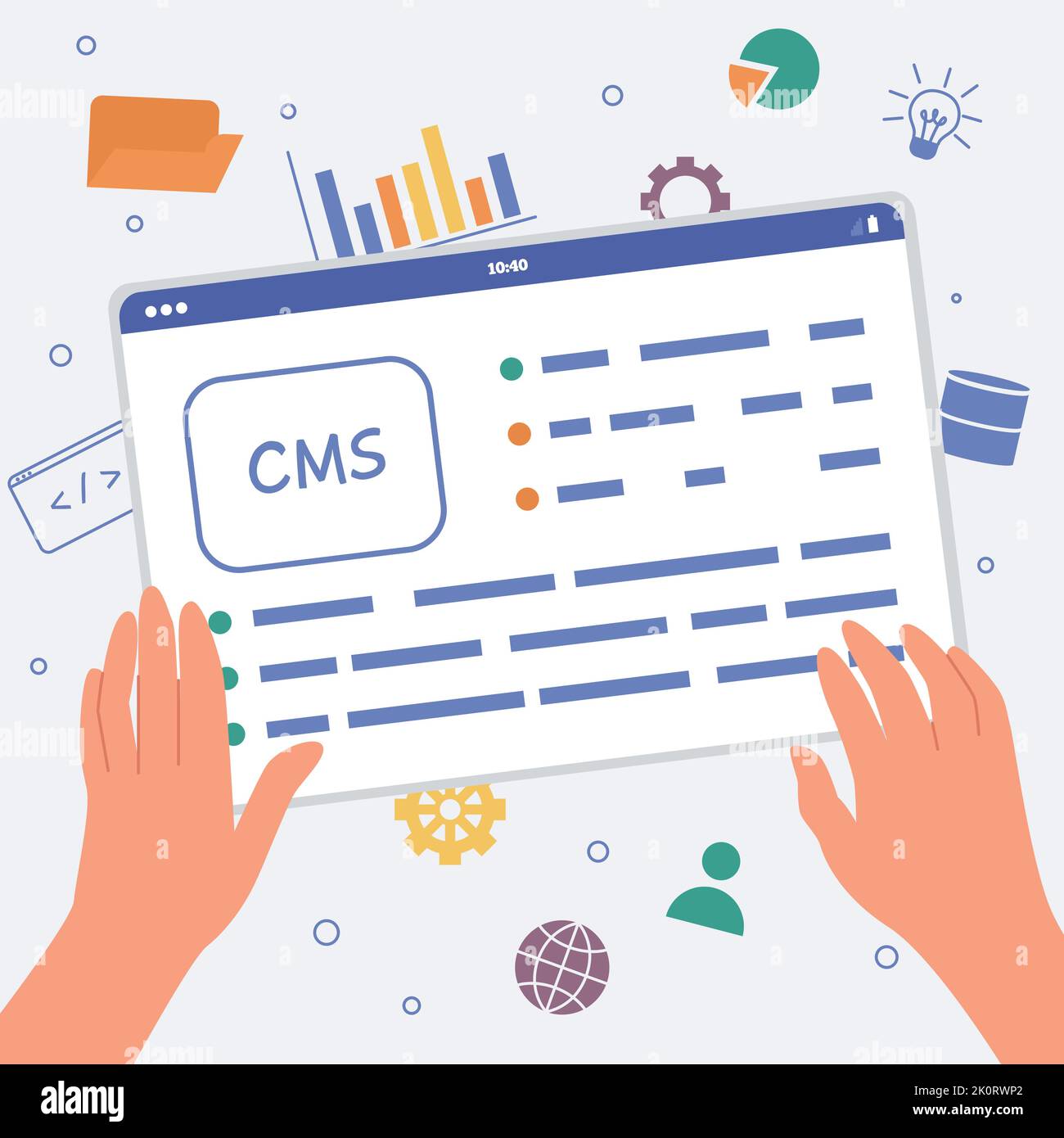 Content management system concept design or CMS concept design. Software development. Website ...