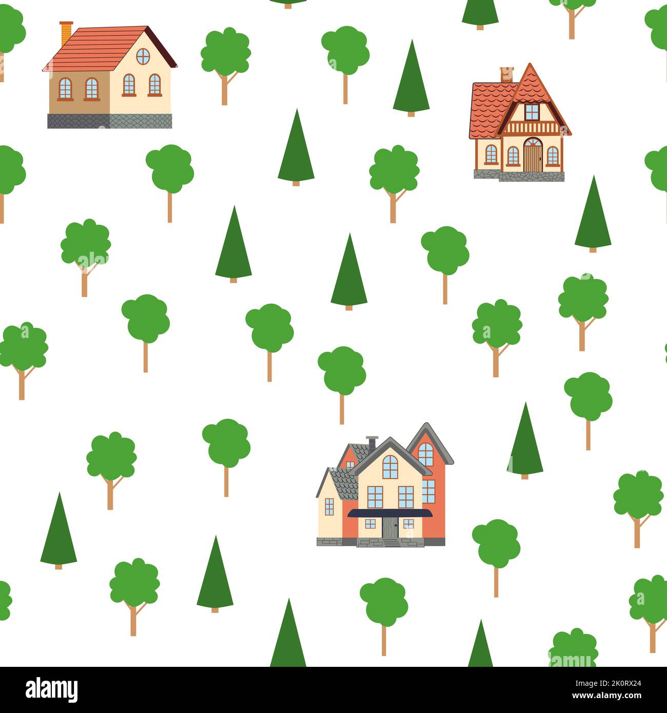 Seamless pattern of different colorful houses. Pattern seamless kids ...