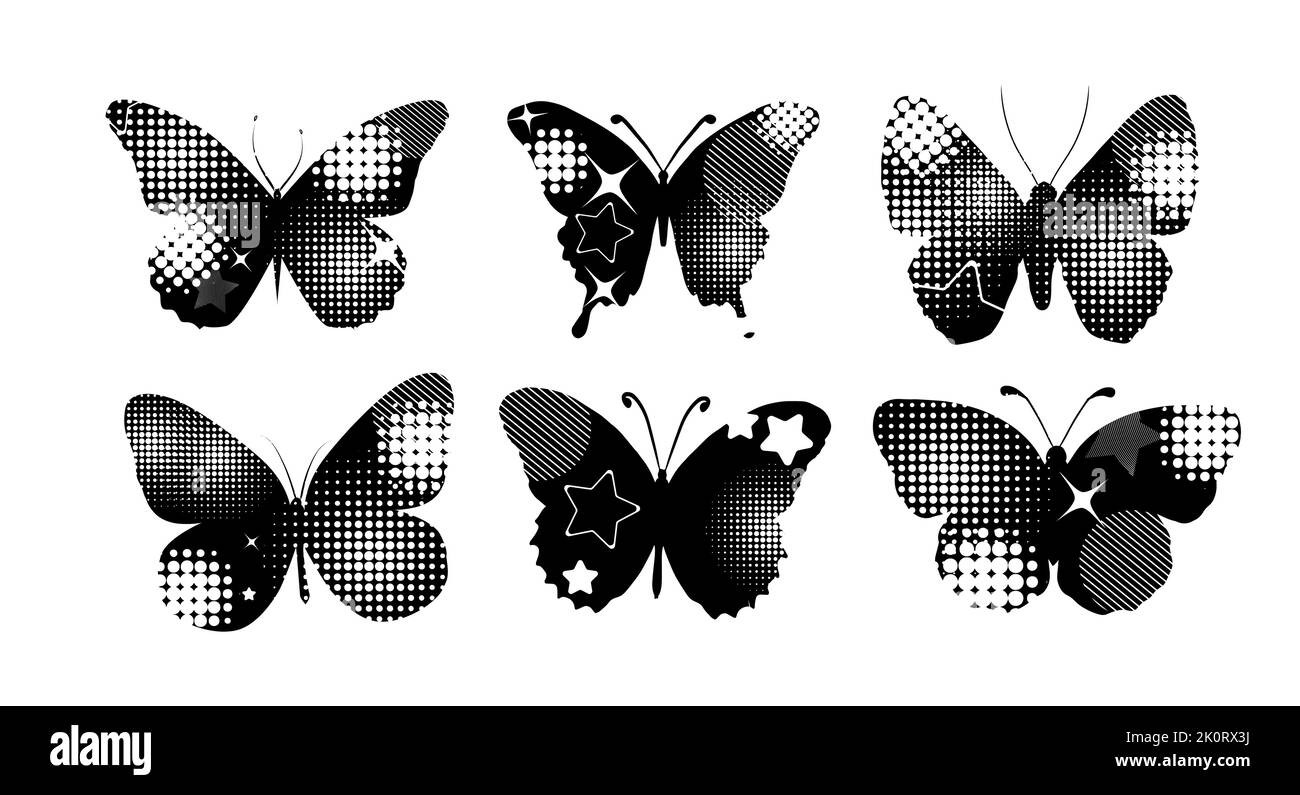 Silhouette of butterfly. Set of butterflies of different shapes ...