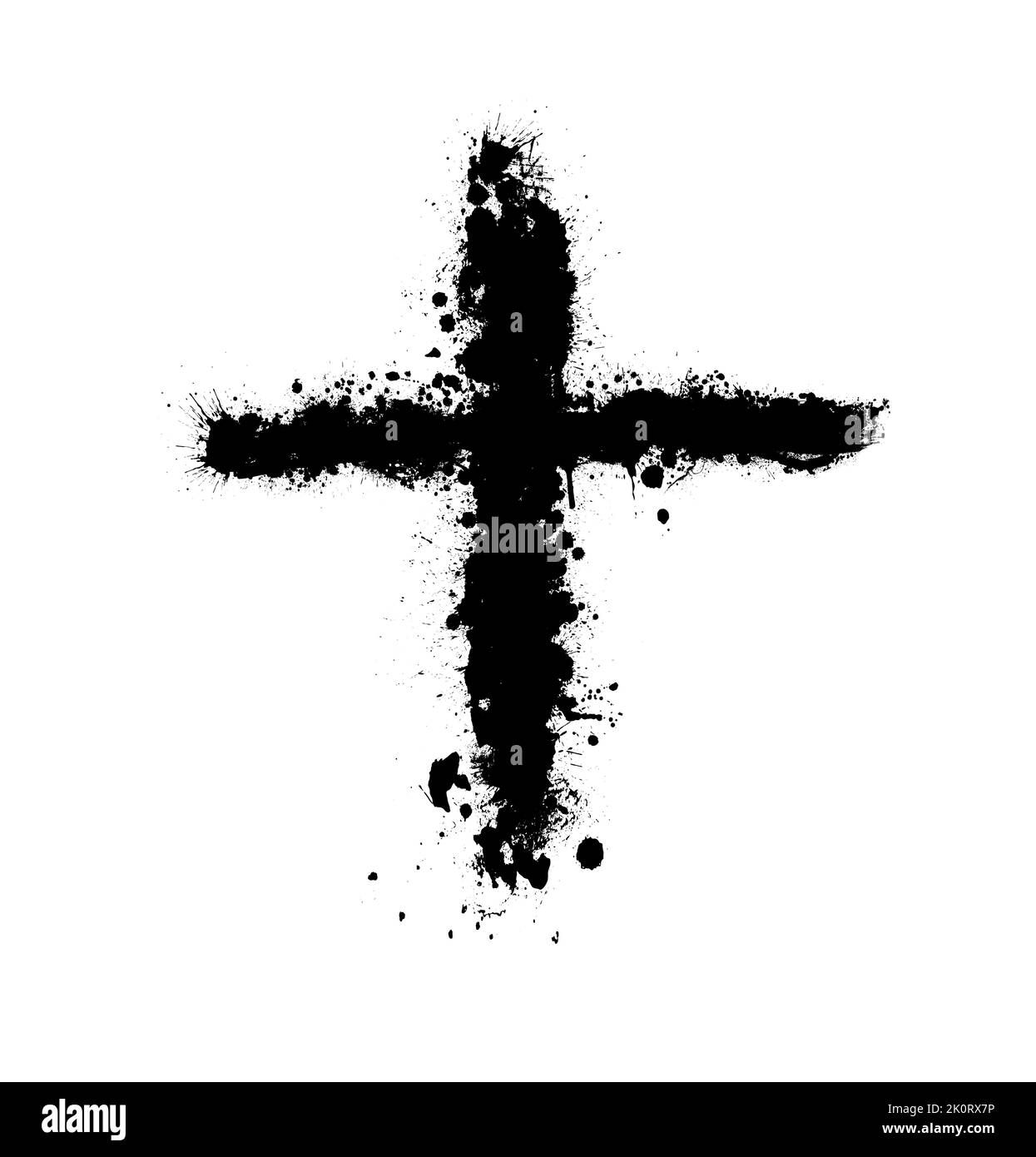 Grunge Religion Cross . Black Paint . Cross black paint strokes. Vector ...
