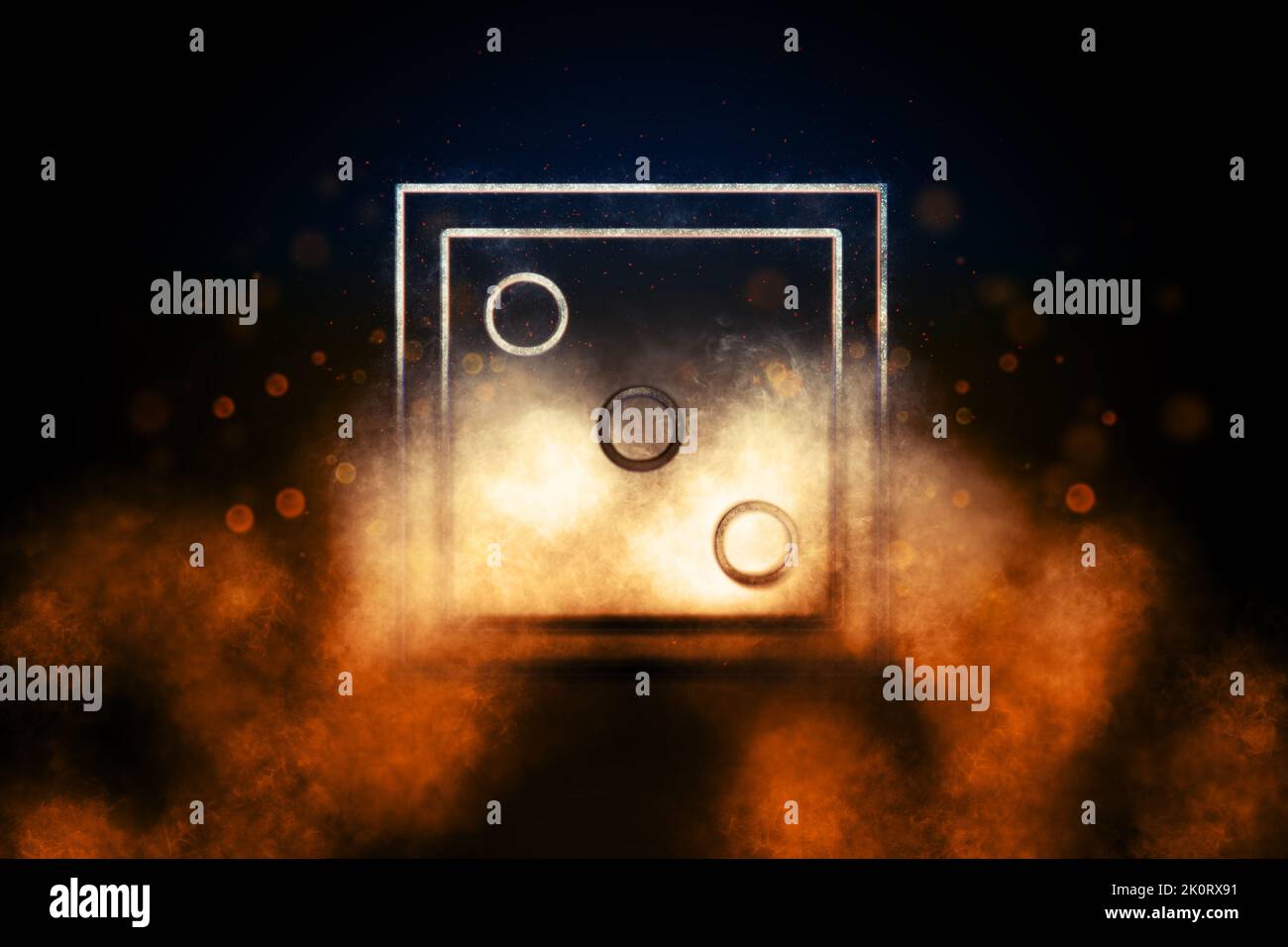 Dice Three at top, Die Symbol, Blue Symbol Stock Photo - Alamy