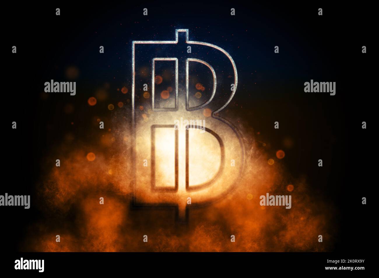 Thai Baht, THB Baht currency, Monetary currency symbol, Blue symbol ...