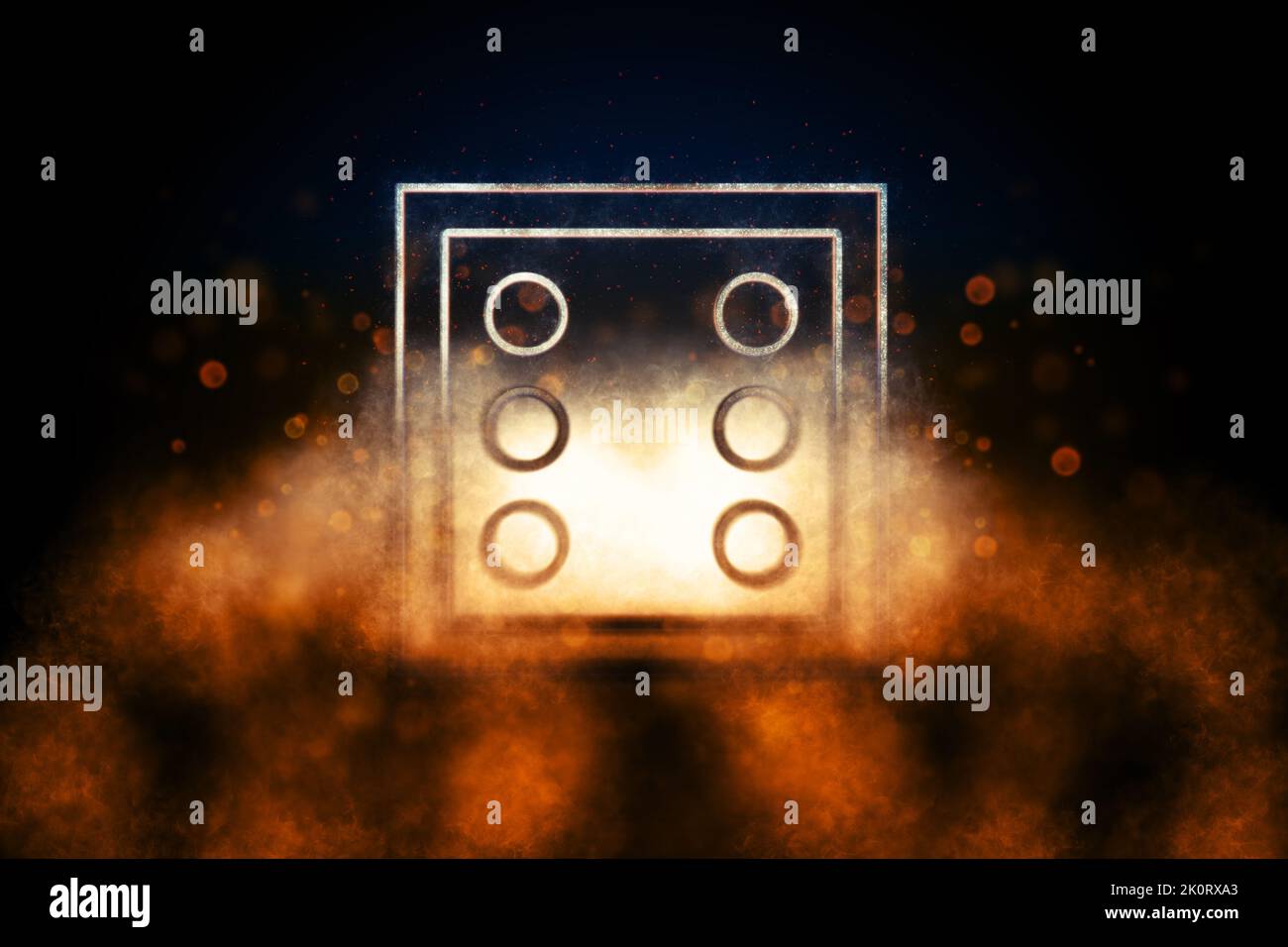 Dice Six at top, Die Symbol, Blue Symbol Stock Photo - Alamy