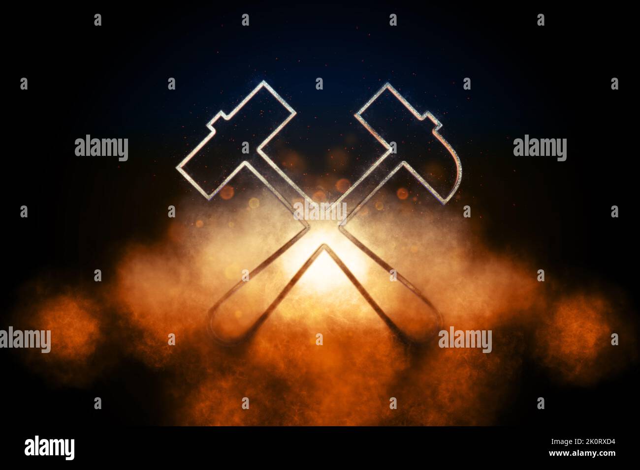 Hammer and pick Symbol, Mining Sign, Blue Symbol Stock Photo - Alamy