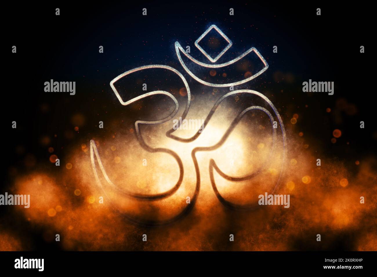 Om, Aum symbol, Ultimate reality, Blue symbol Stock Photo - Alamy