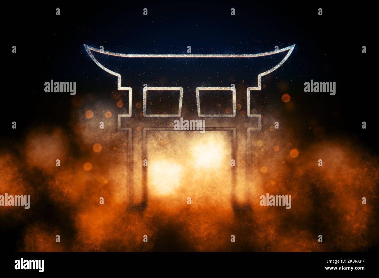 Shinto symbol, Japan Gate, Torii gate, Blue Symbol Stock Photo - Alamy