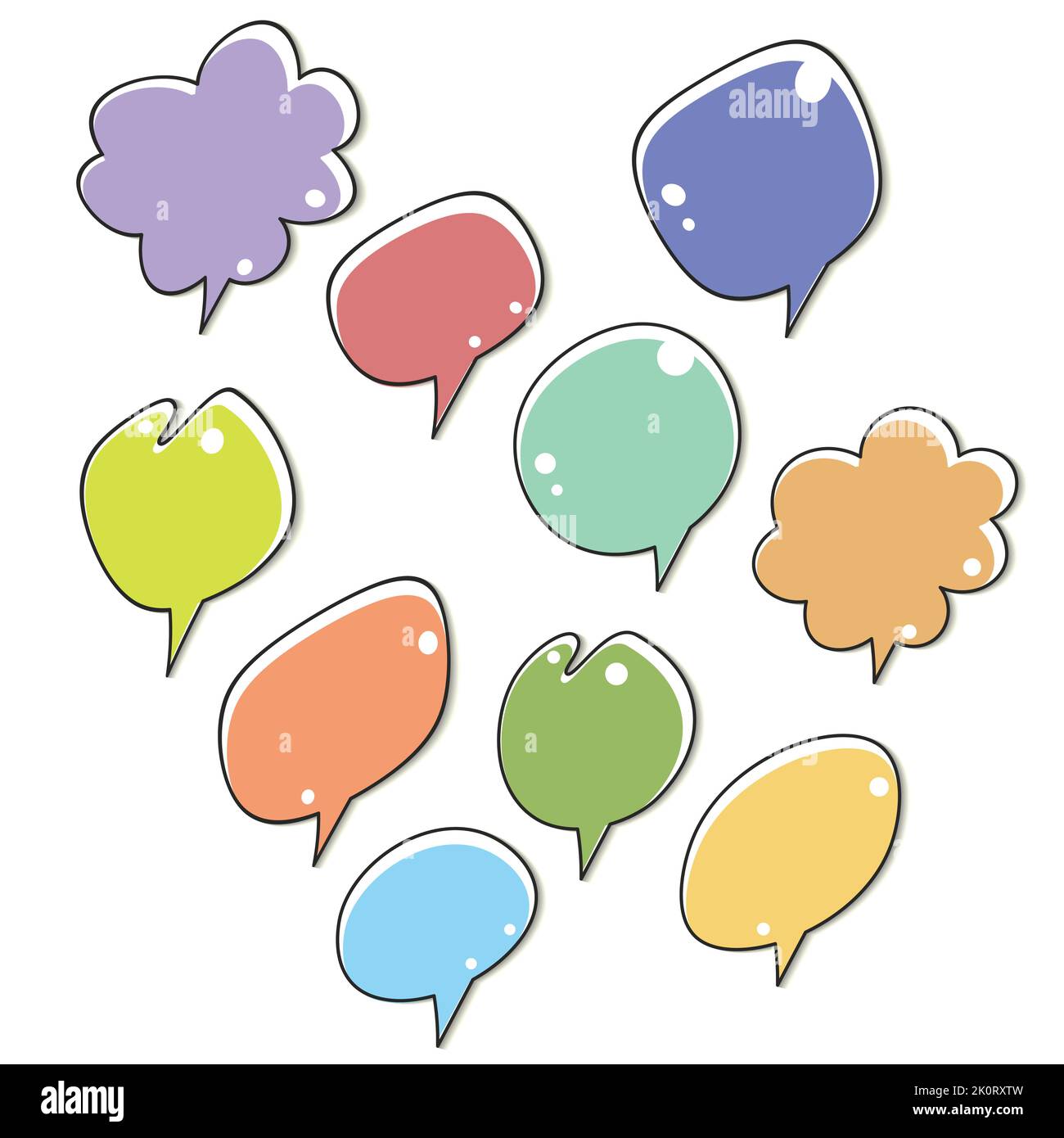 Set of color speech bubbles. Cartoon Vector illustration. Isolated on ...