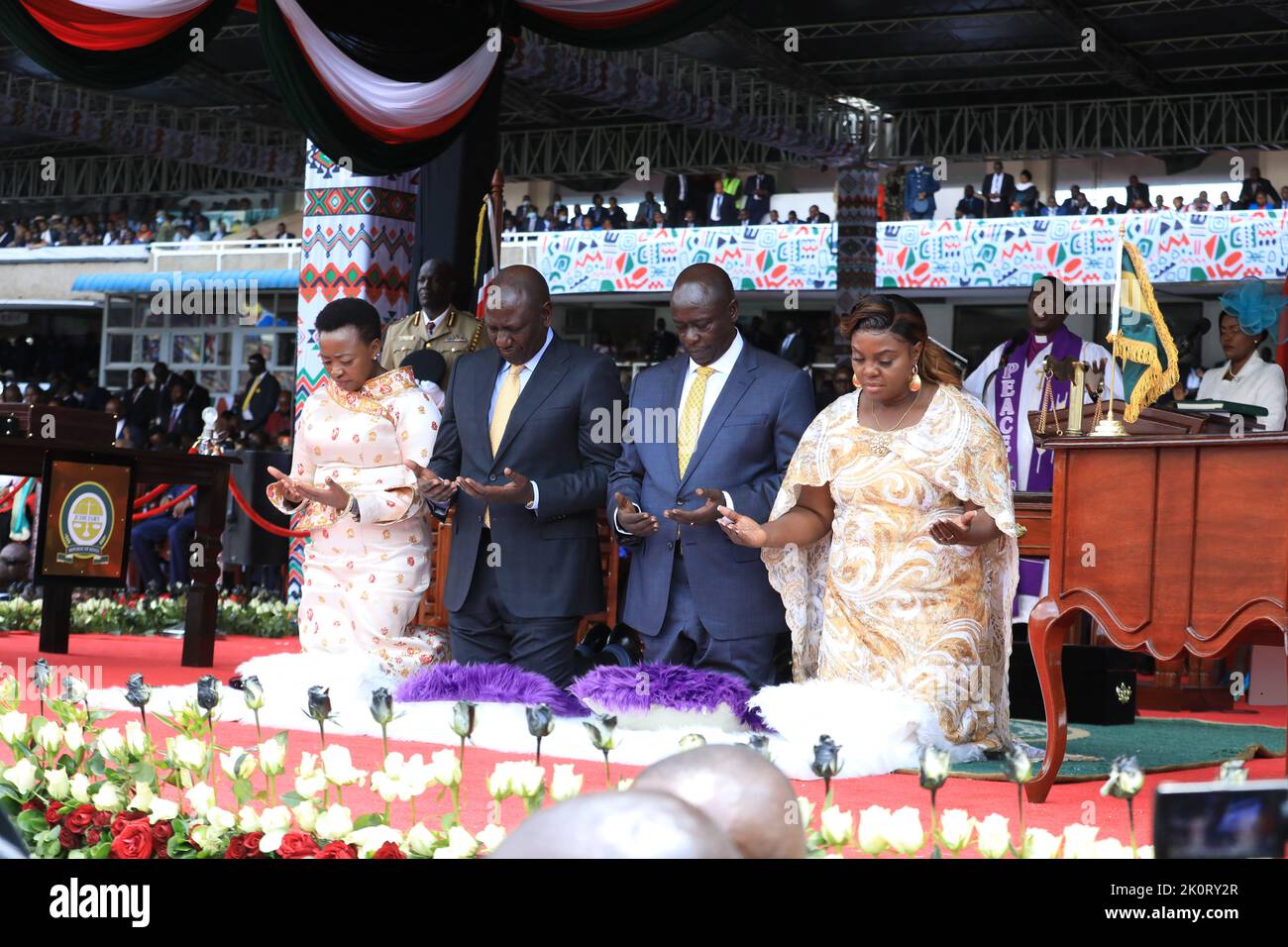 President William Ruto (2nd L) and his wife Rachel (L), Kenya Deputy ...