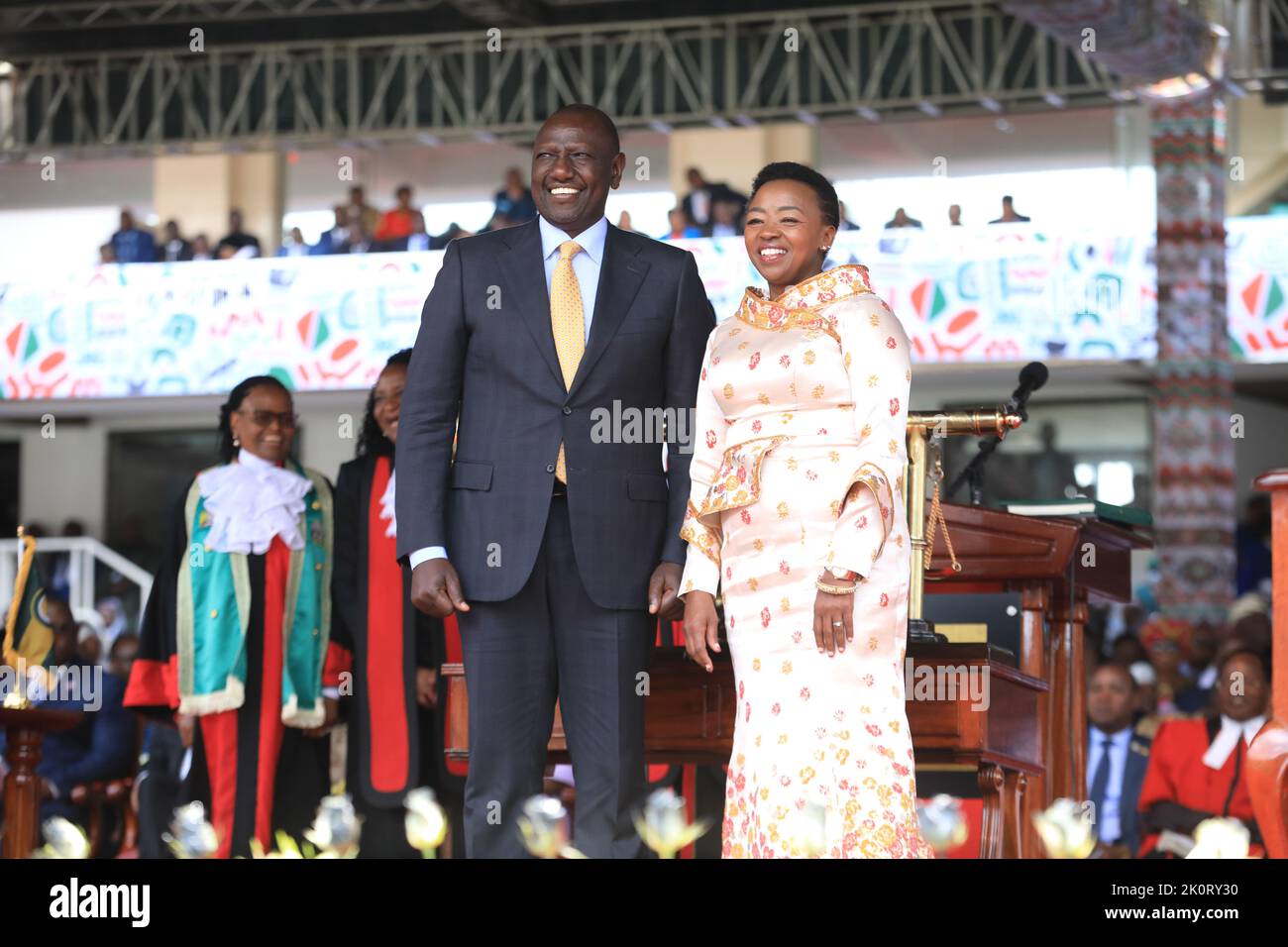 President William Ruto and his wife first lady Rachel Ruto poses for a photo during the swearing ...