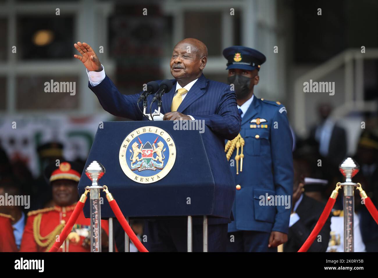 Nairobi, Kenya. 13th Sep, 2022. President of Uganda Yoweri Kaguta Museveni speaks at the ...