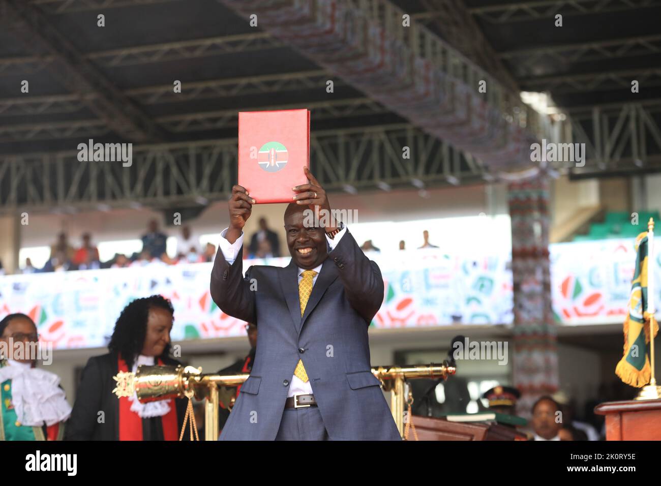 Nairobi, Kenya. 13th Sep, 2022. Deputy president of Kenya Rigathe Gachagua holds a certificate ...