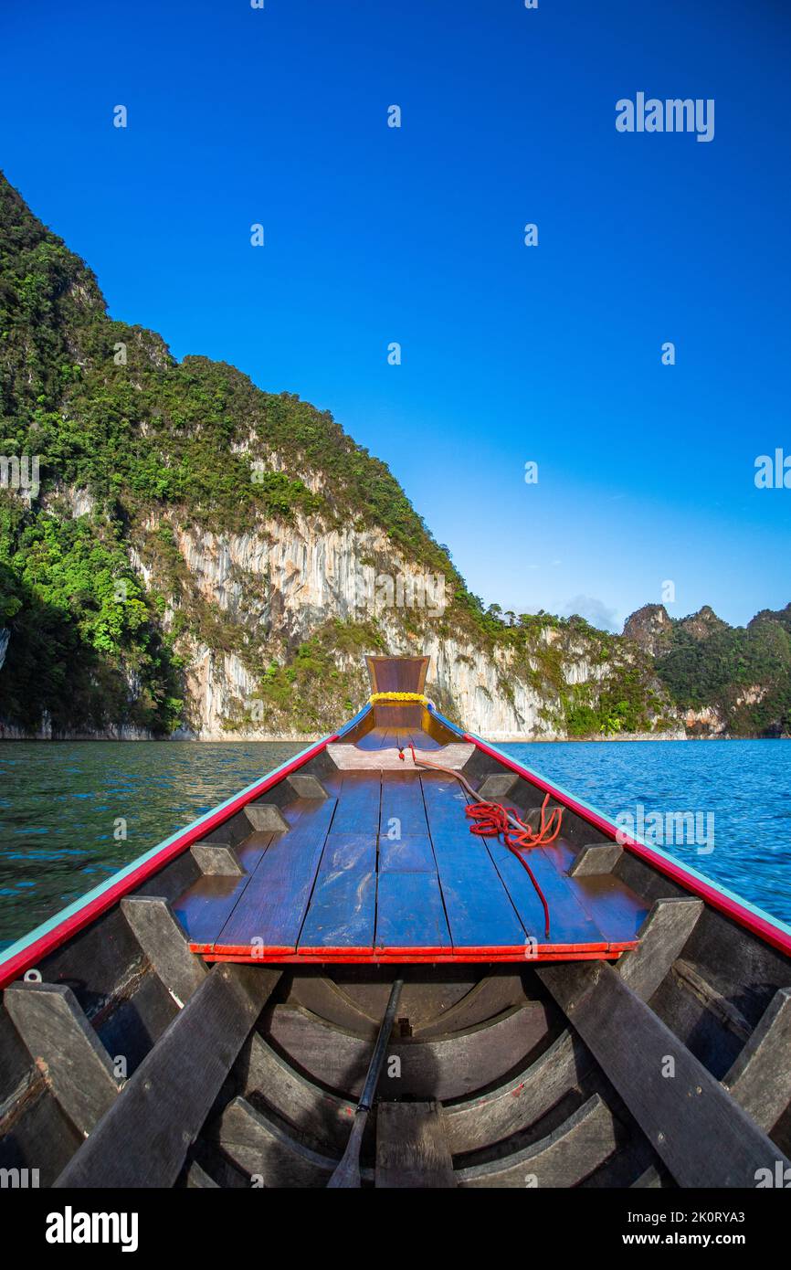 Long Tail boat on Khao Sok national park Cheow Lan Dam lake in Surat ...