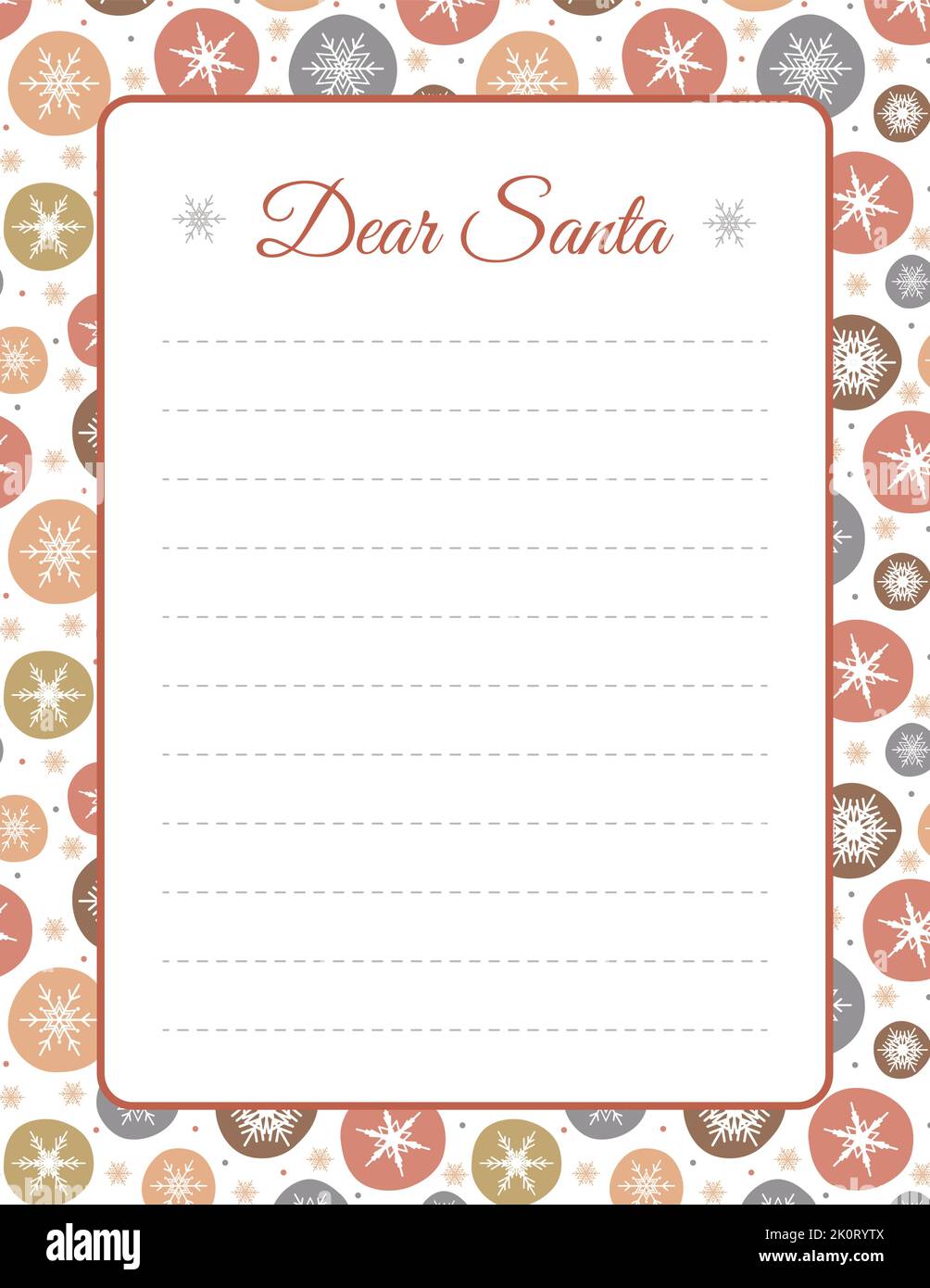 Template for letter to Santa Claus. Christmas layout with snowflakes ...